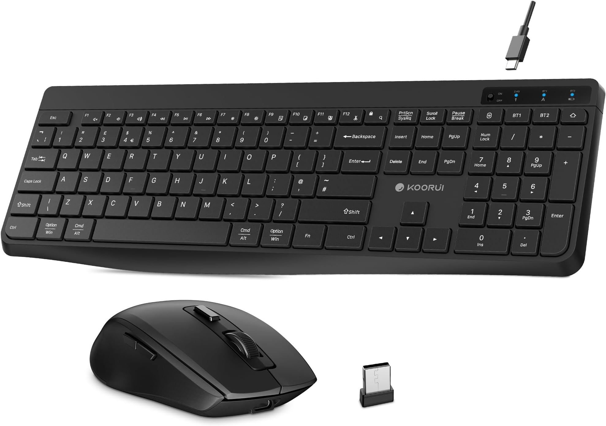 KOORUI Wireless Keyboard and Mouse, Rechargeable Silent Mouse Keyboard ...