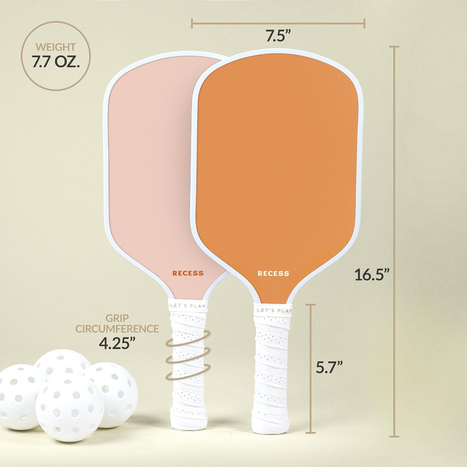 Recess Pickleball Starter Set of Premium Pickleball Paddles and Four (4 ...