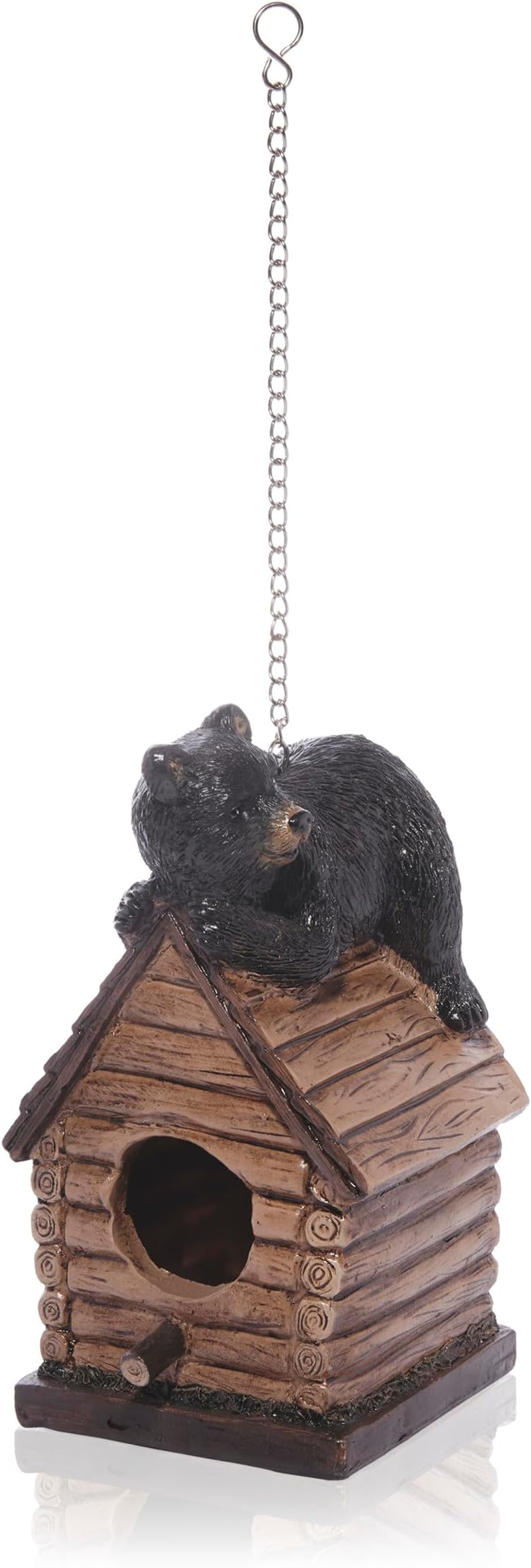 Amazon.com : Alpine Corporation Log Cabin Hanging Birdhouse with Bear ...