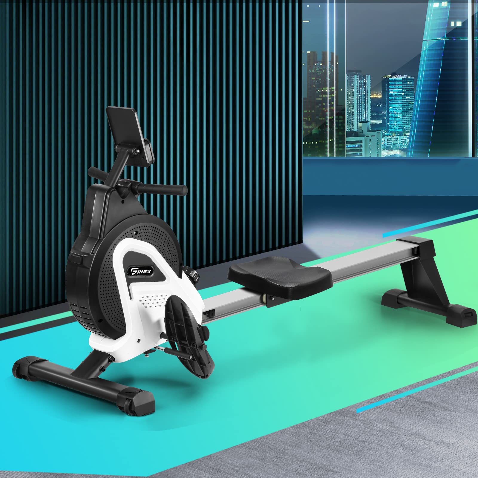 FINEX Rowing Machine Adjustable Rower -16 Levels Magnetic Resistance ...