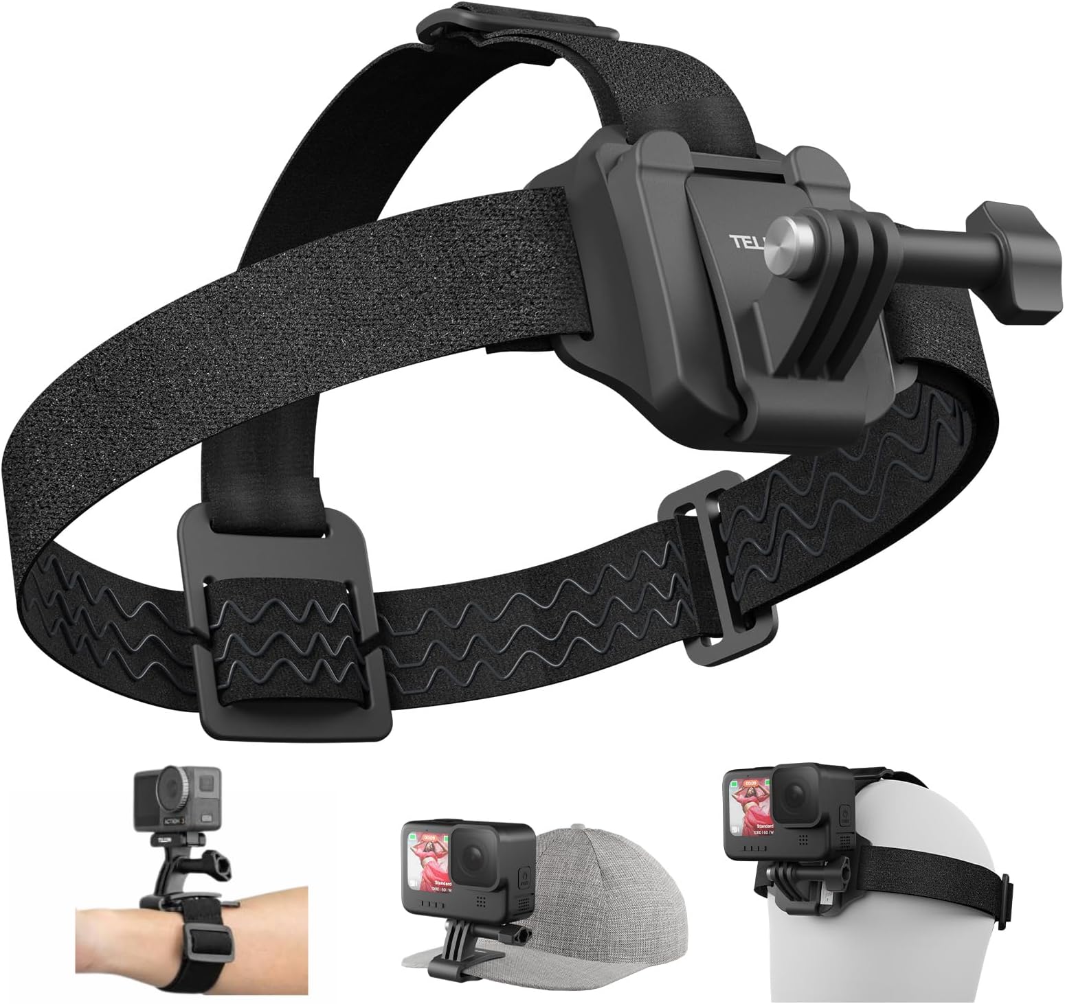 Amazon.com : Amazon Basics Head Strap Camera Mount for GoPro, Black ...