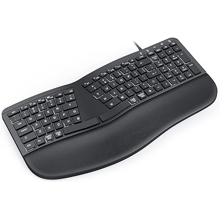 Amazon.com: X9 Ergonomic Keyboard Wired with Cushioned Wrist Rest ...