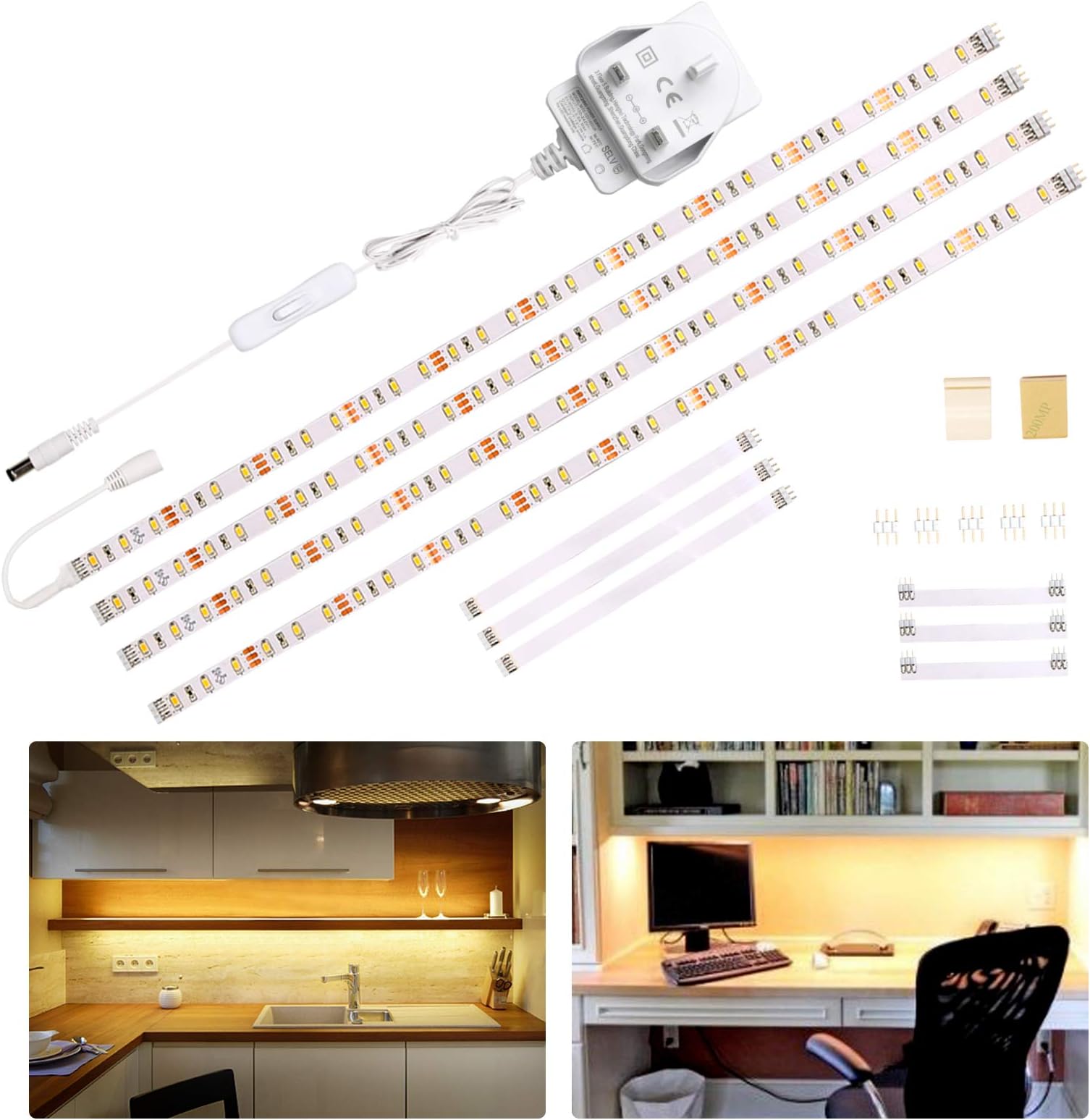 WOBANE Under Cabinet Lighting Kit,Flexible LED Strip Lights Bar,Under ...