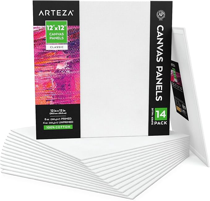 Amazon.com: ARTEZA Canvas Boards for Painting, 12 x 12 Inches, Pack of ...