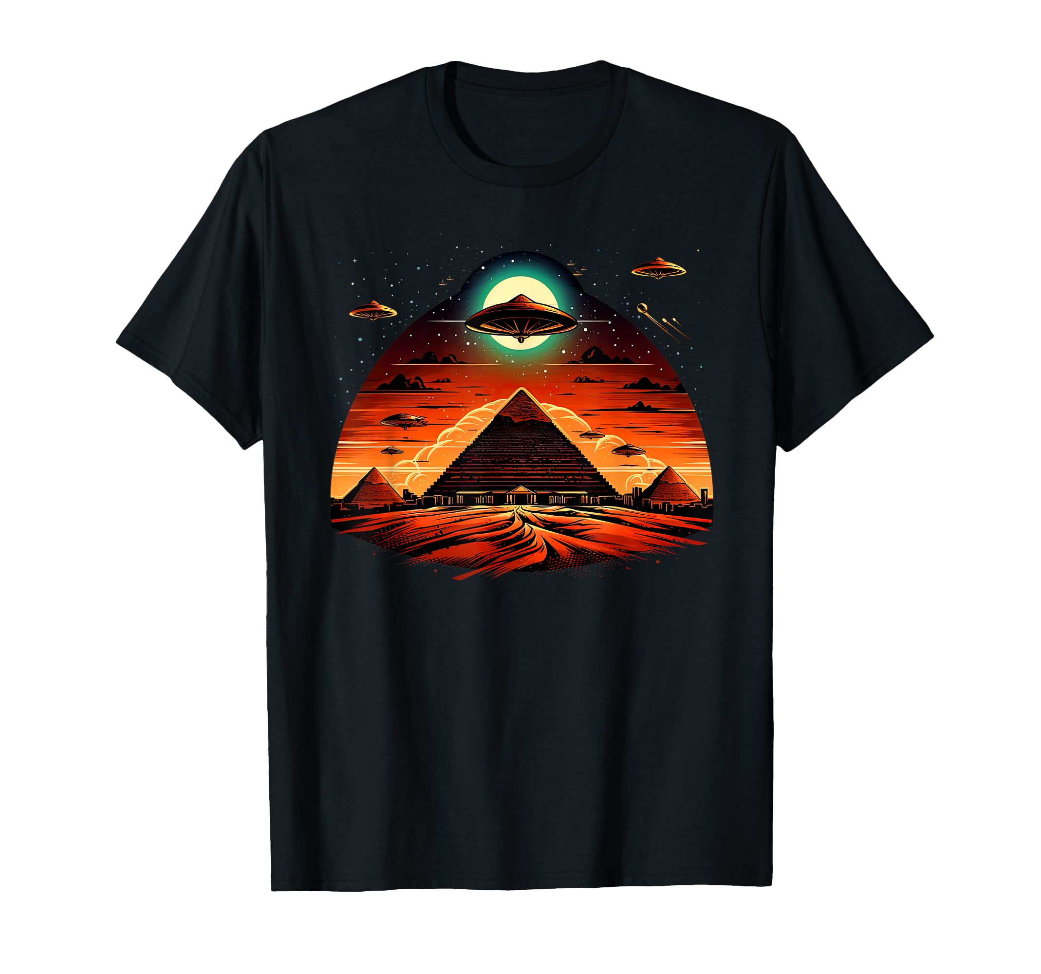 Amazon.com: Aliens UFO Egyptian Pyramids | Science Fiction T-Shirt ...