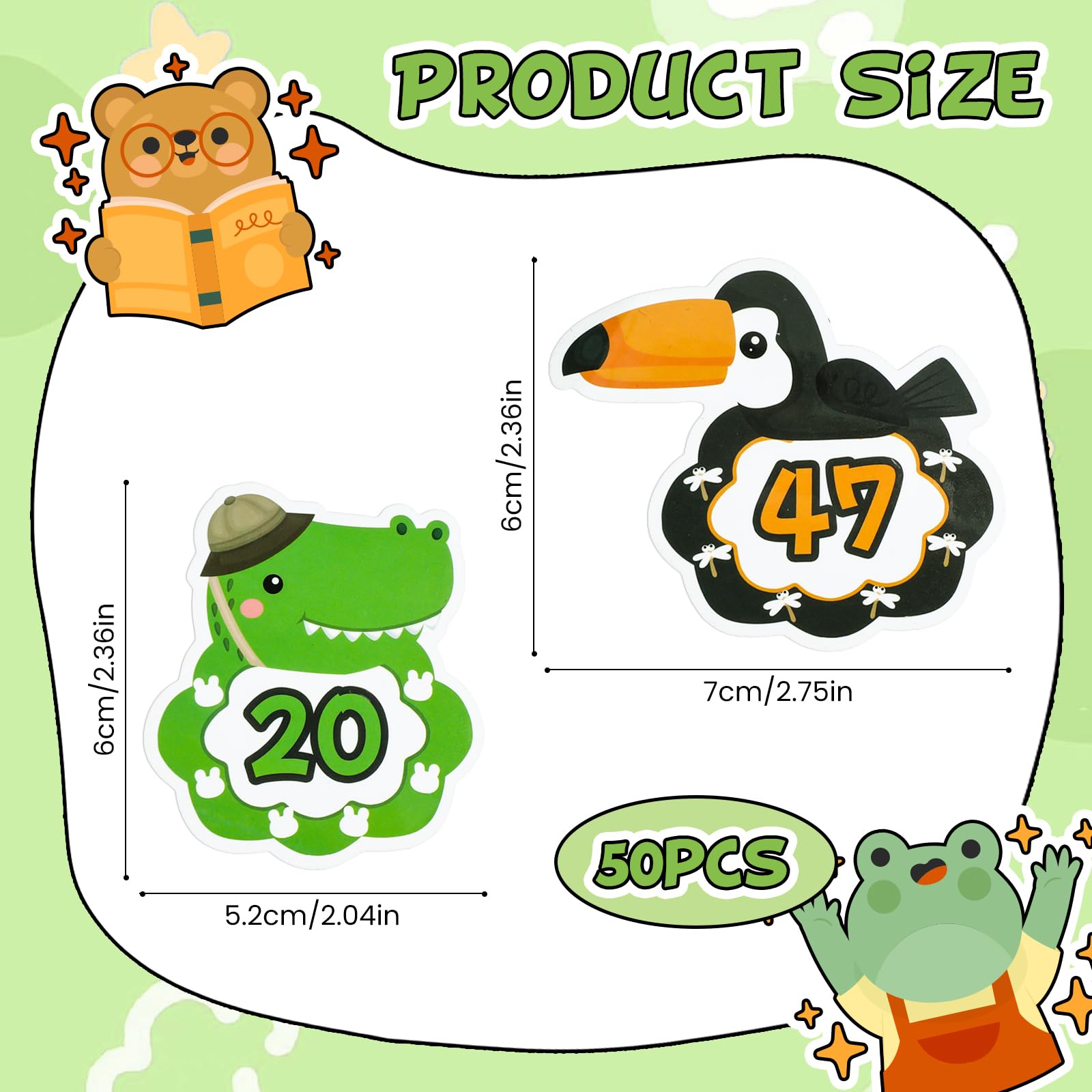 Snapklik.com : 50 Pieces Animal Numbers Stickers, Colorful Mini Number ...