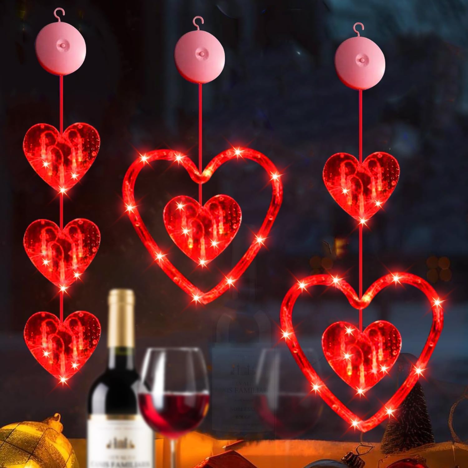Amazon.com : [79 LED & Large Size] 2 Pack Valentines Day Window Lights ...