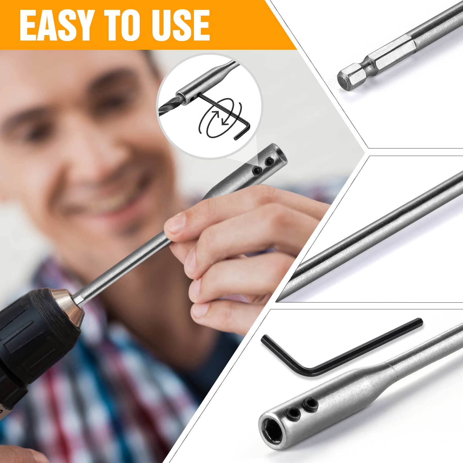 Snapklik.com : Drill Bit Extension Bar, 1/4 In X 12 In Hex Shank Quick ...