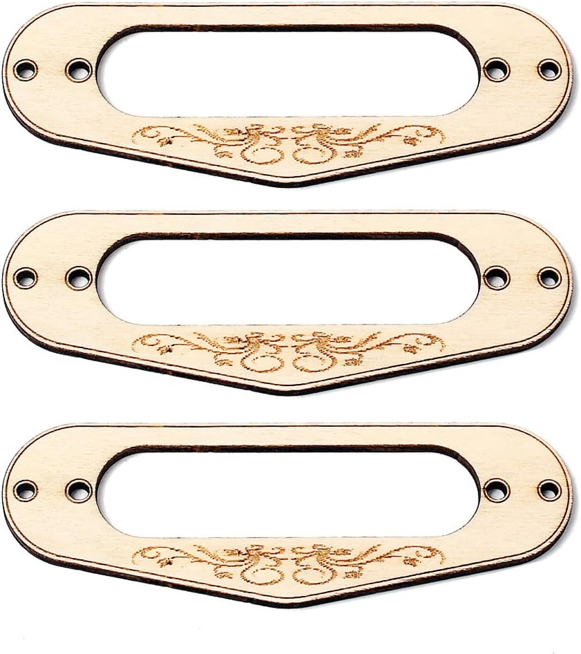Amazon.com: Alnicov 3 Pcs Maple Wood Single Coil Pickup Surround Plate ...