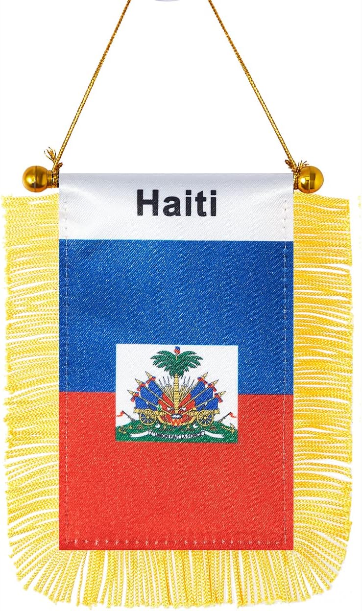 Amazon.com : Anley 4 X 6 Inch Haiti Fringy Window Hanging Flag - Mini ...