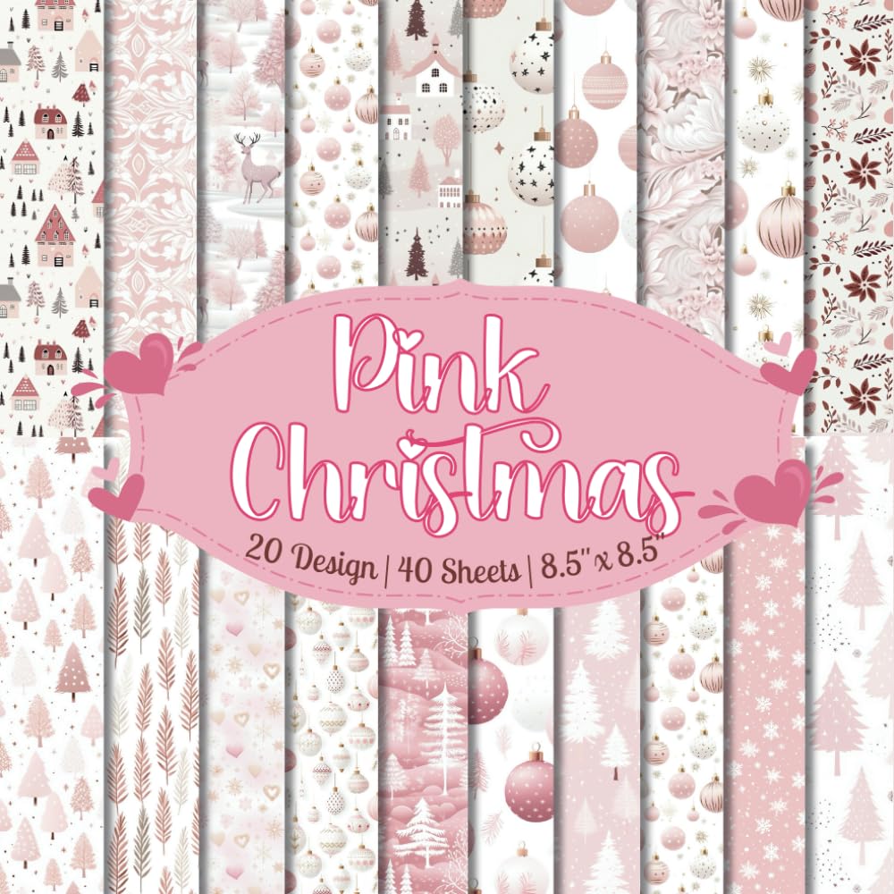 Pink Christmas Scrapbook Paper Craft Pad: 20 Pink X'mas Themed ...