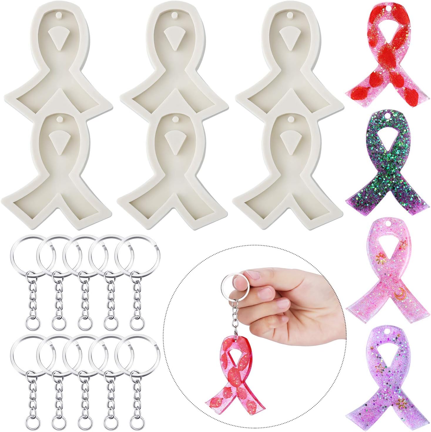 Amazon.com: WILLBOND 6 Pieces Ribbon Silicone Keychain Mold Breast ...