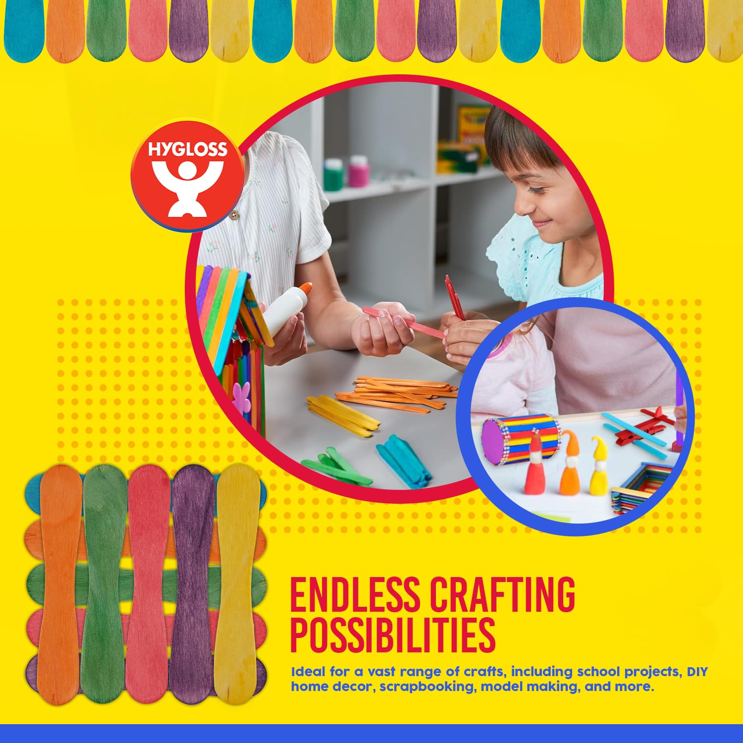 Snapklik.com : Hygloss Colored Spoon Popsicle Sticks - Vibrant Wooden ...