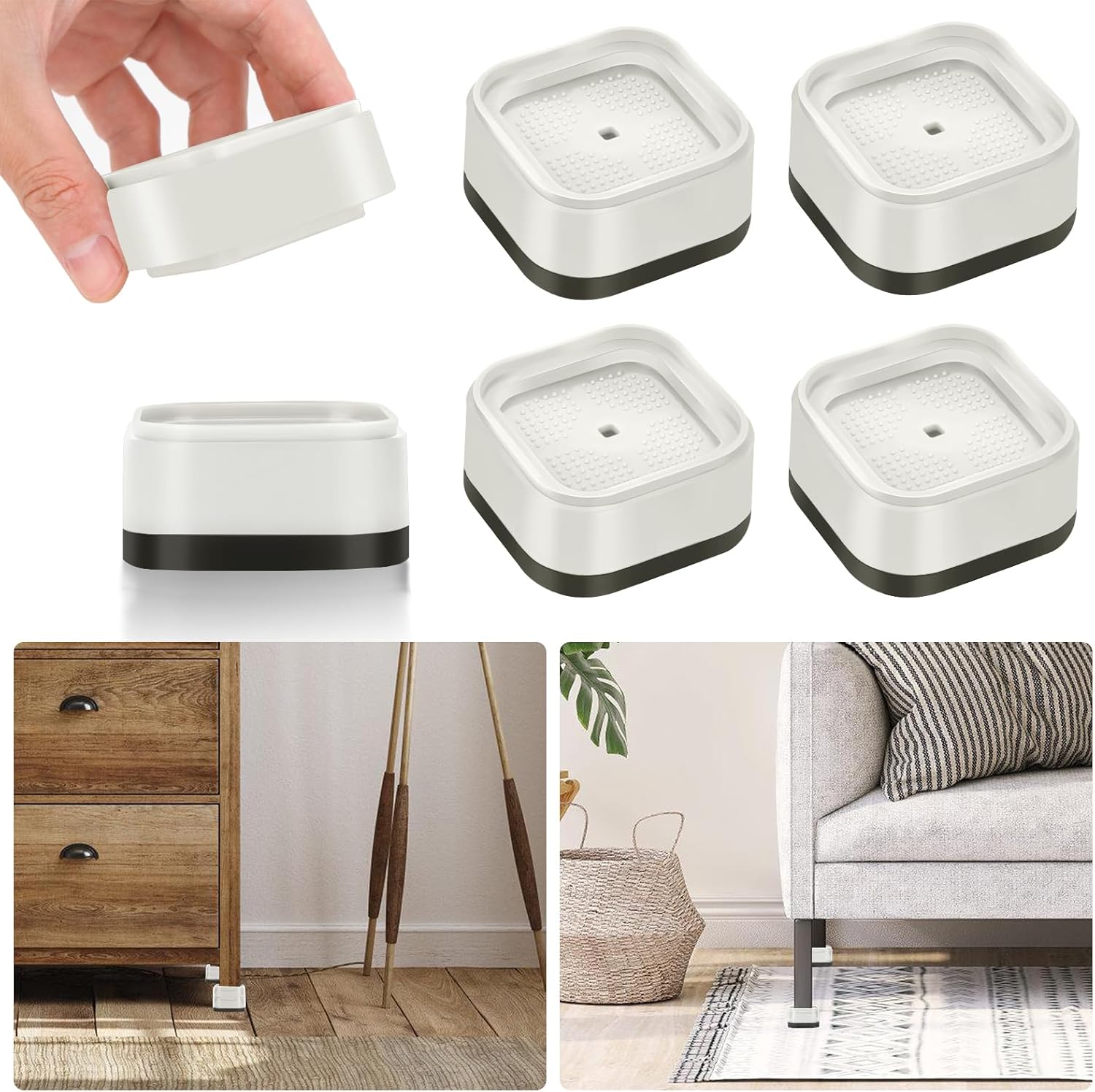 Amazon.com: Yookwutar 4 Pack Furniture Risers 1 Inch, Adjustable Bed ...