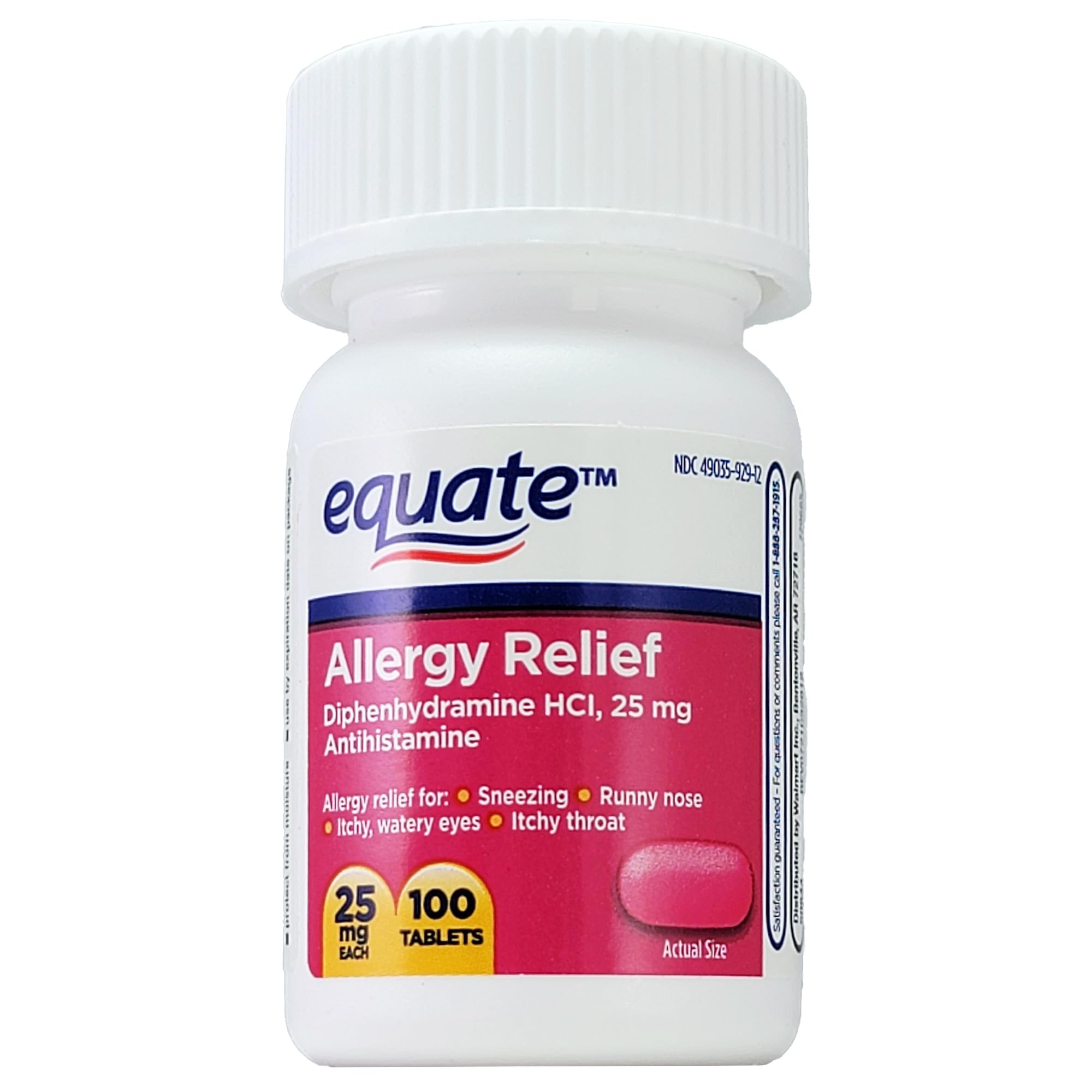 Amazon.com: Healthy Surplus Equate Allergy Relief Diphenhydramine HCL, 25 mg 100 Tablets ...