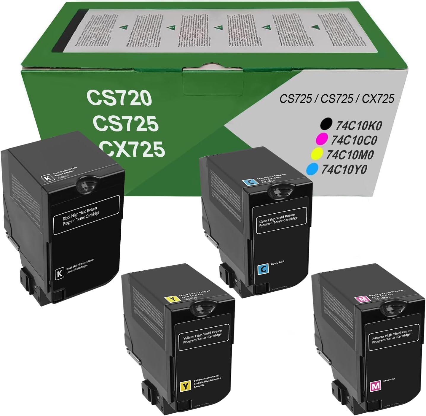 Amazon.com: CS720 CS725 CX725 High Yield Toner Cartridges 74C10K0 ...