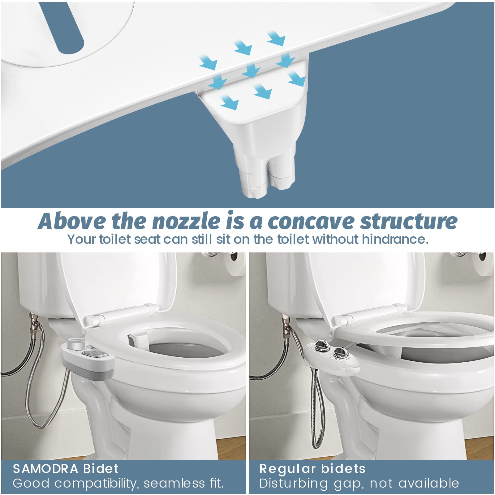 Toilet Bidet Ultra-Slim Bidet Toilet Seat Attachment Non-electronic ...