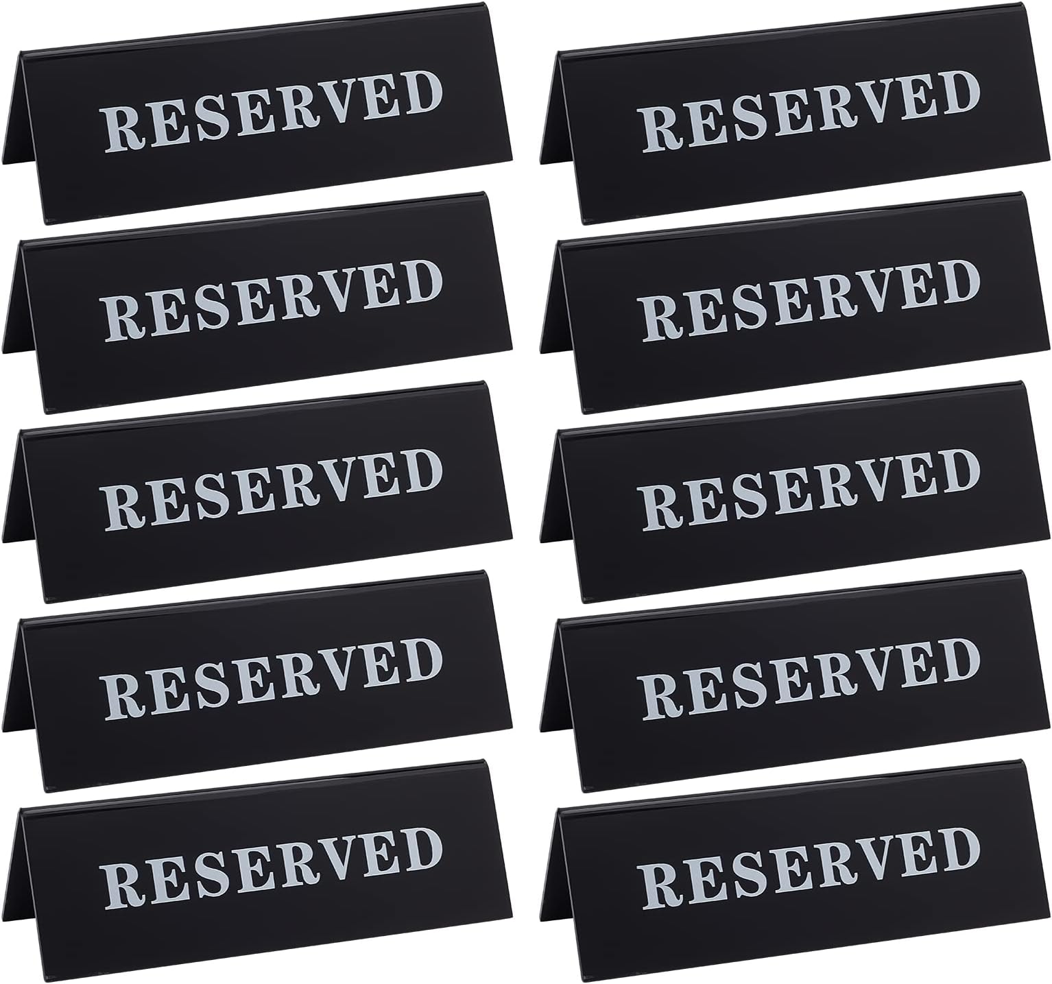 OLYCRAFT 10Pcs 45x150x50mm Black Acrylic Reserved Table Tent Sign Guest ...