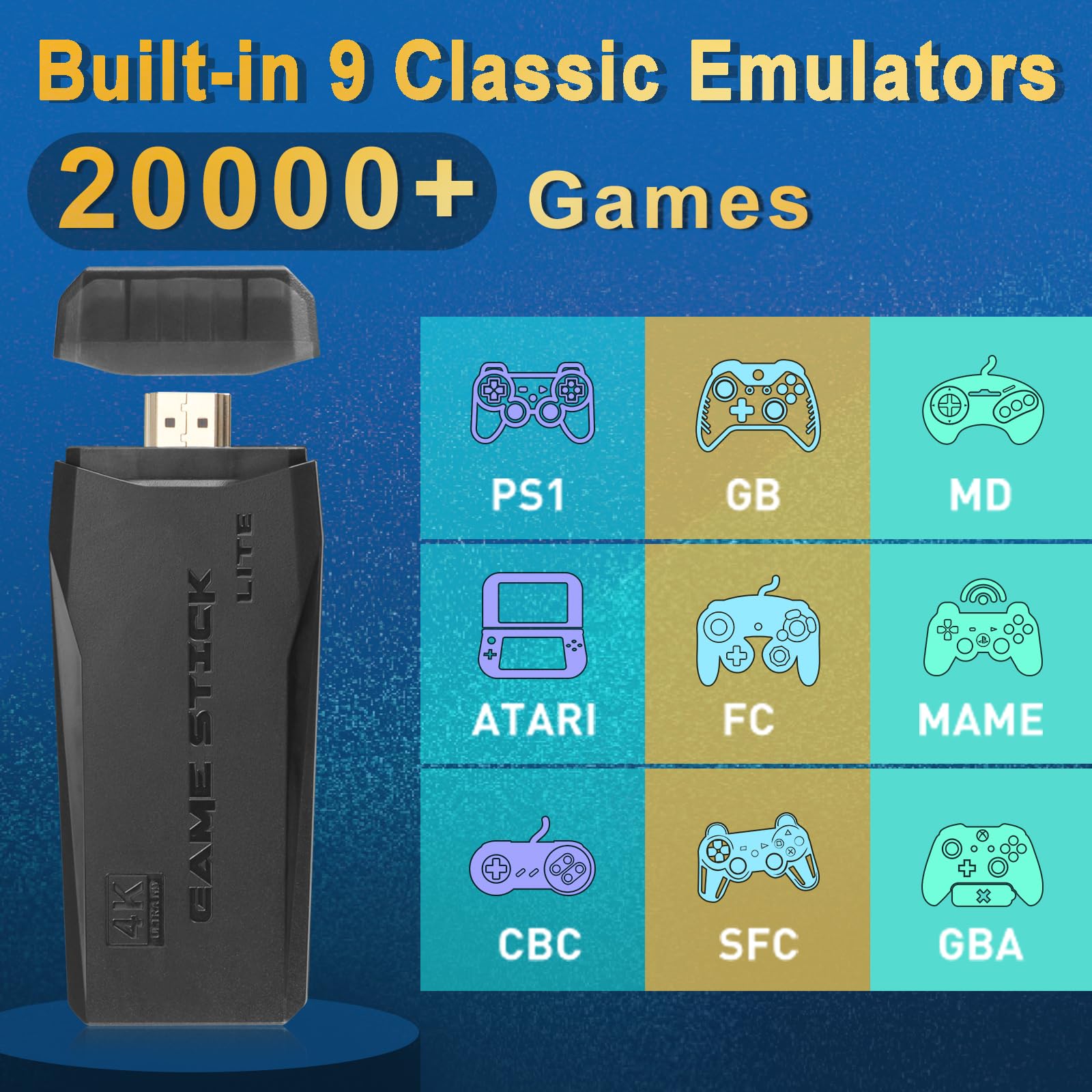 Retro Video Game Console,Stick Game,Wireless Retro Play Game Stick,Plug ...