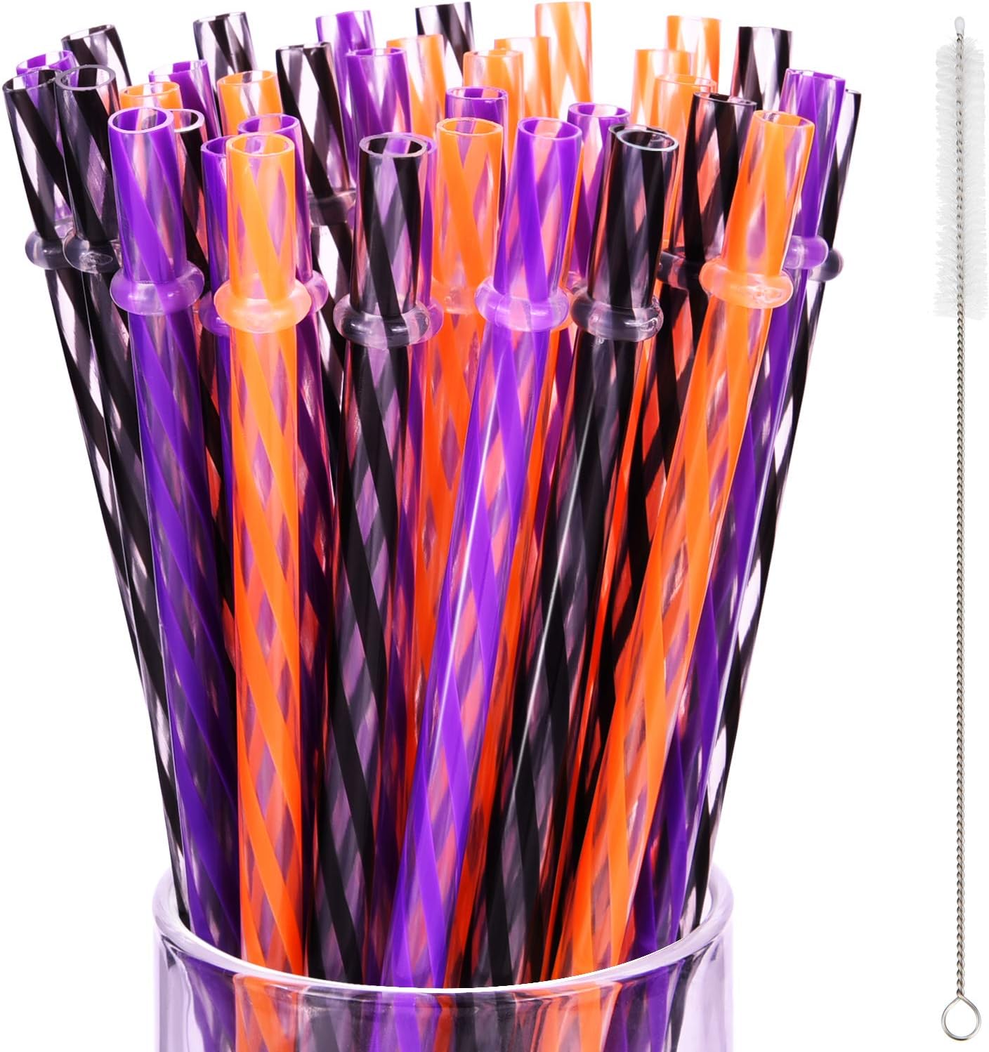 Amazon.com: Halloween Straws (Halloween Orange, Black and Purple, 25 ...
