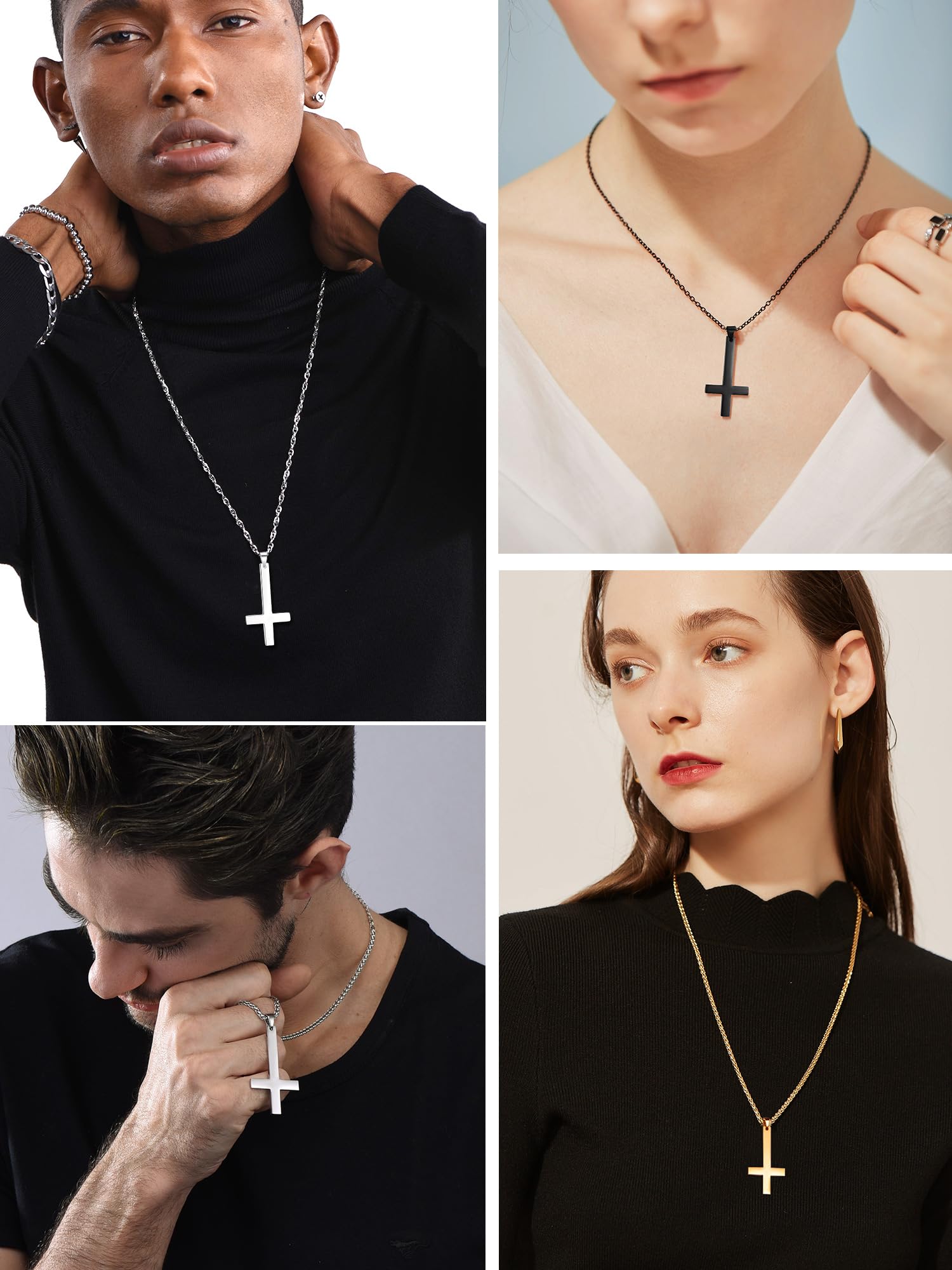 Snapklik.com : Black Inverted Cross Necklace Upside Down Cross Goth ...