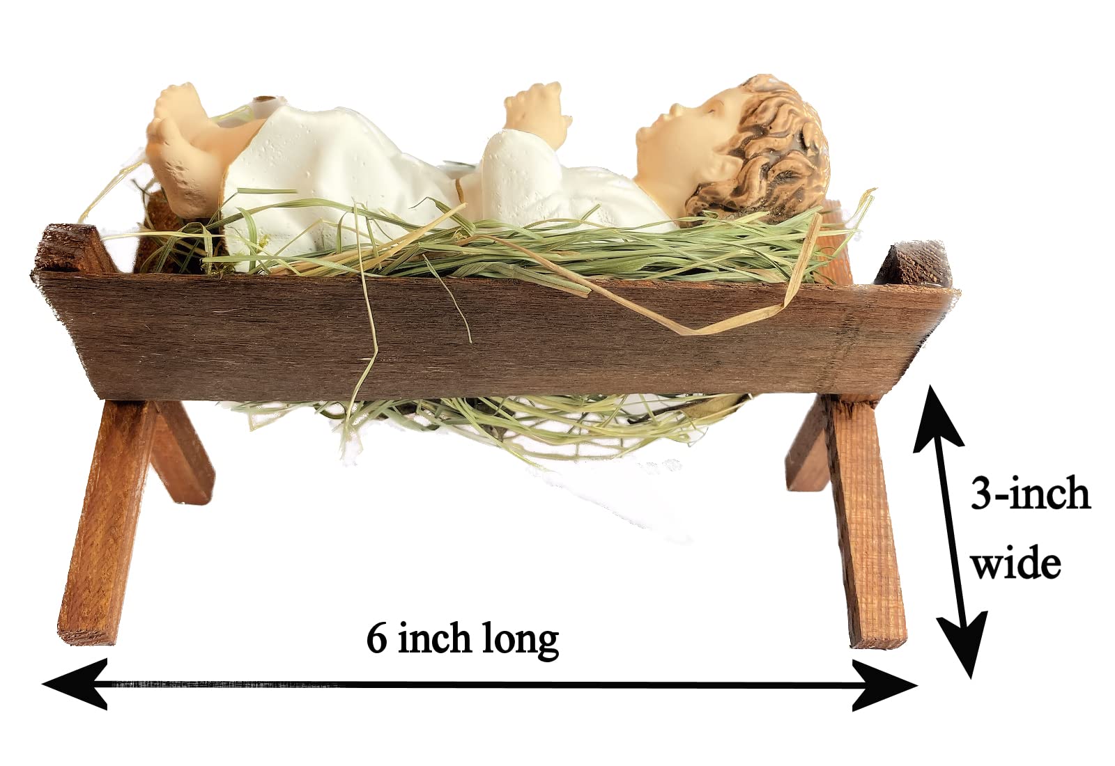 Snapklik.com : 5" Tall Baby Jesus Christ Figure In Wooden Manger Laying ...