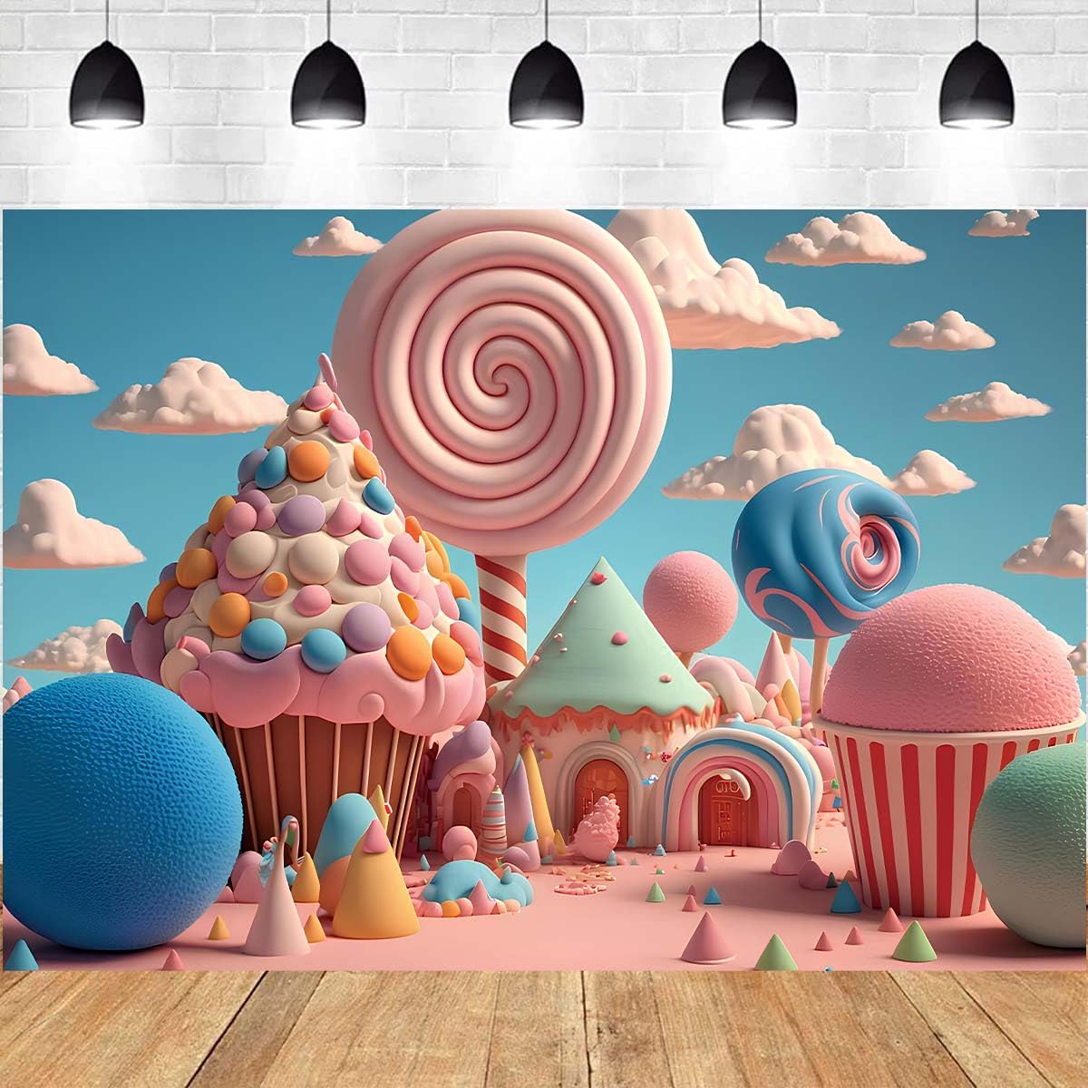 Amazon.com : Candyland Backdrop Candyland Lollipop Birthday Backdrop ...