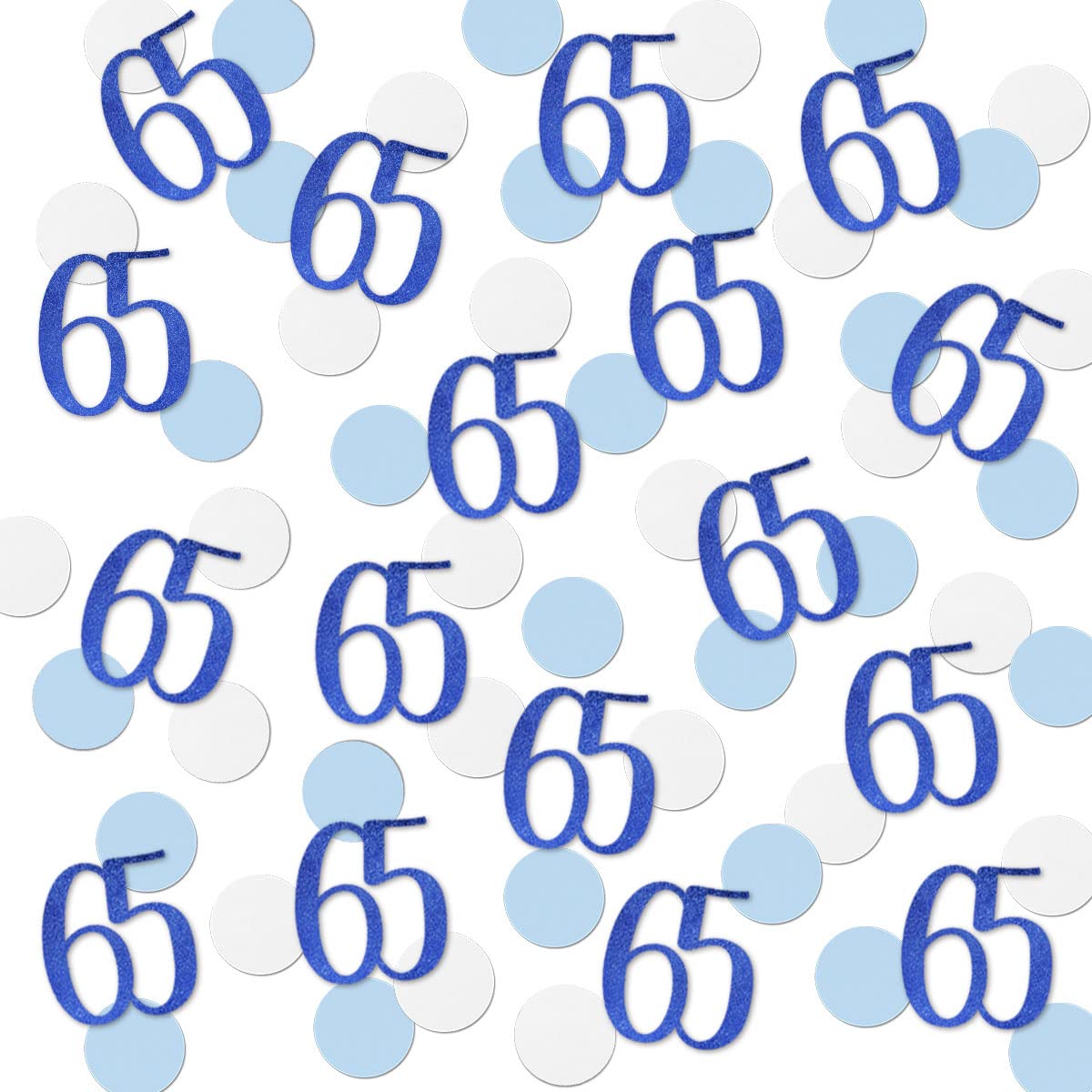 Amazon.com: Blue Glitter 65 Confetti, 65th Birthday Number Confetti ...