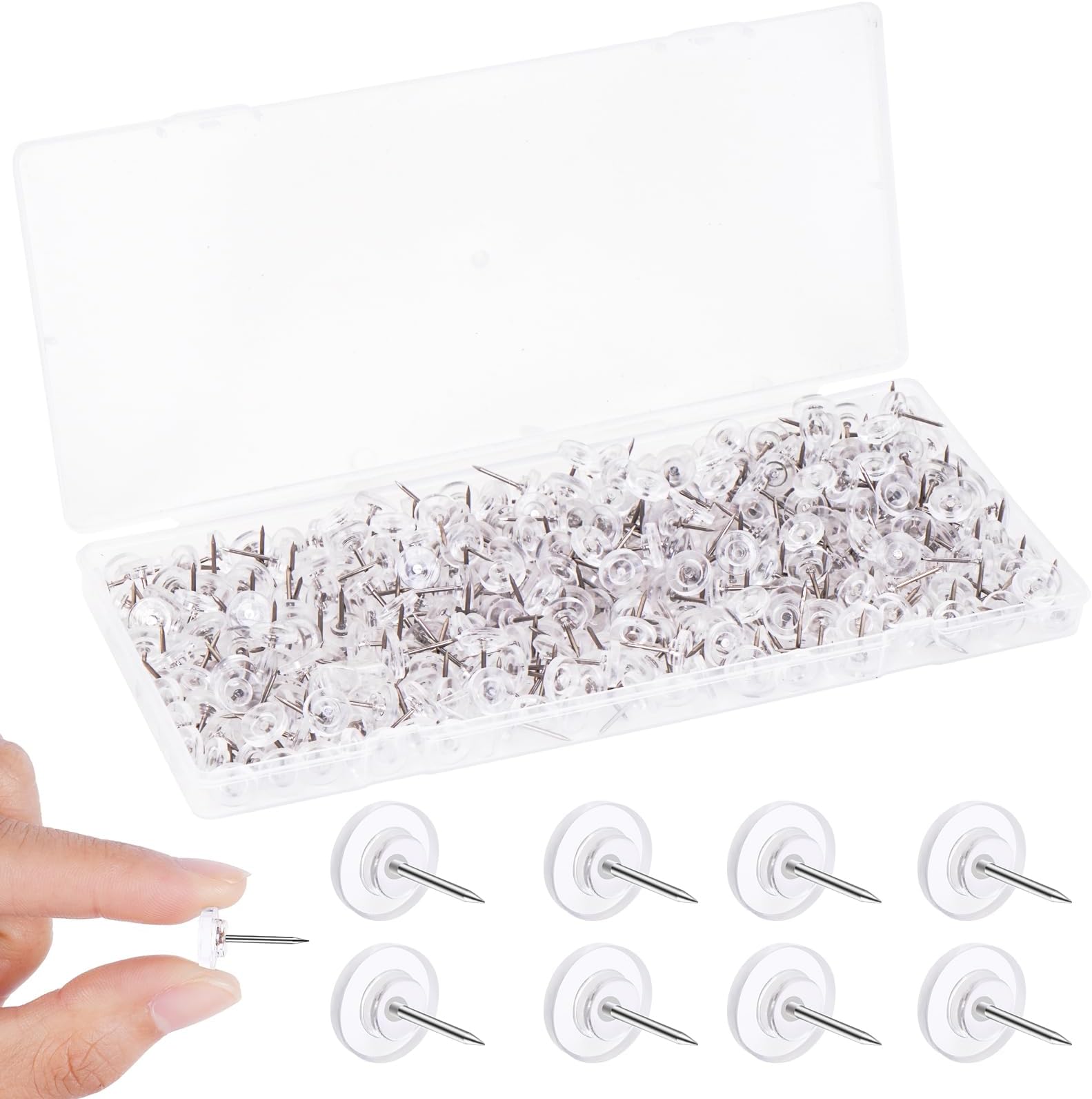 Amazon.com: 450-Pack Clear Push Pins Thumbtacks, Clear Thumb Tacks for ...