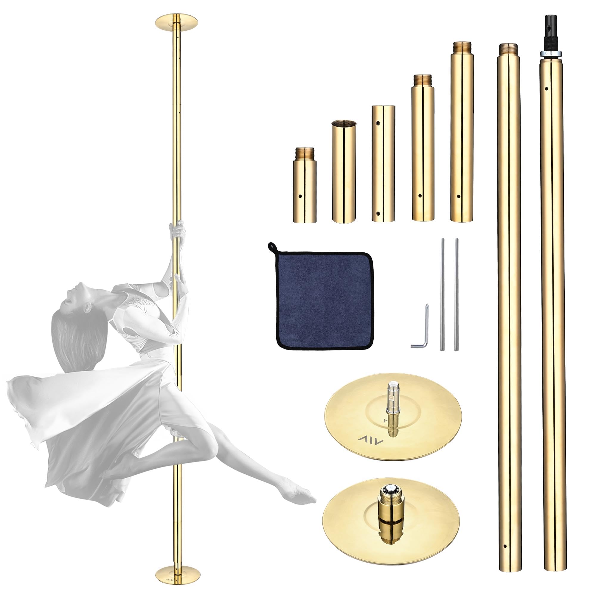 Snapklik.com : 10 FT Spinning Static Dancing Pole Kit w/Extensions ...