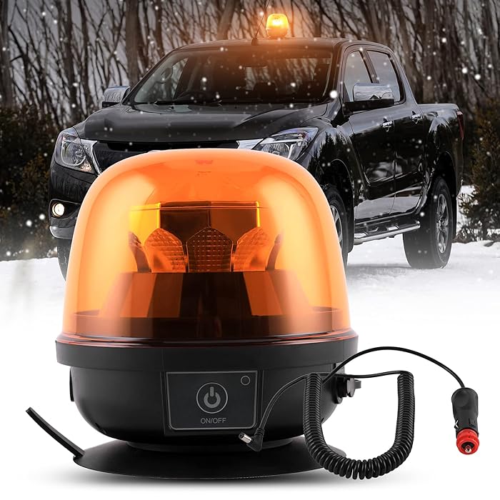 Buy AMONLY LED Beacon Light, 12V-24V Amber Rotating Strobe Warning ...