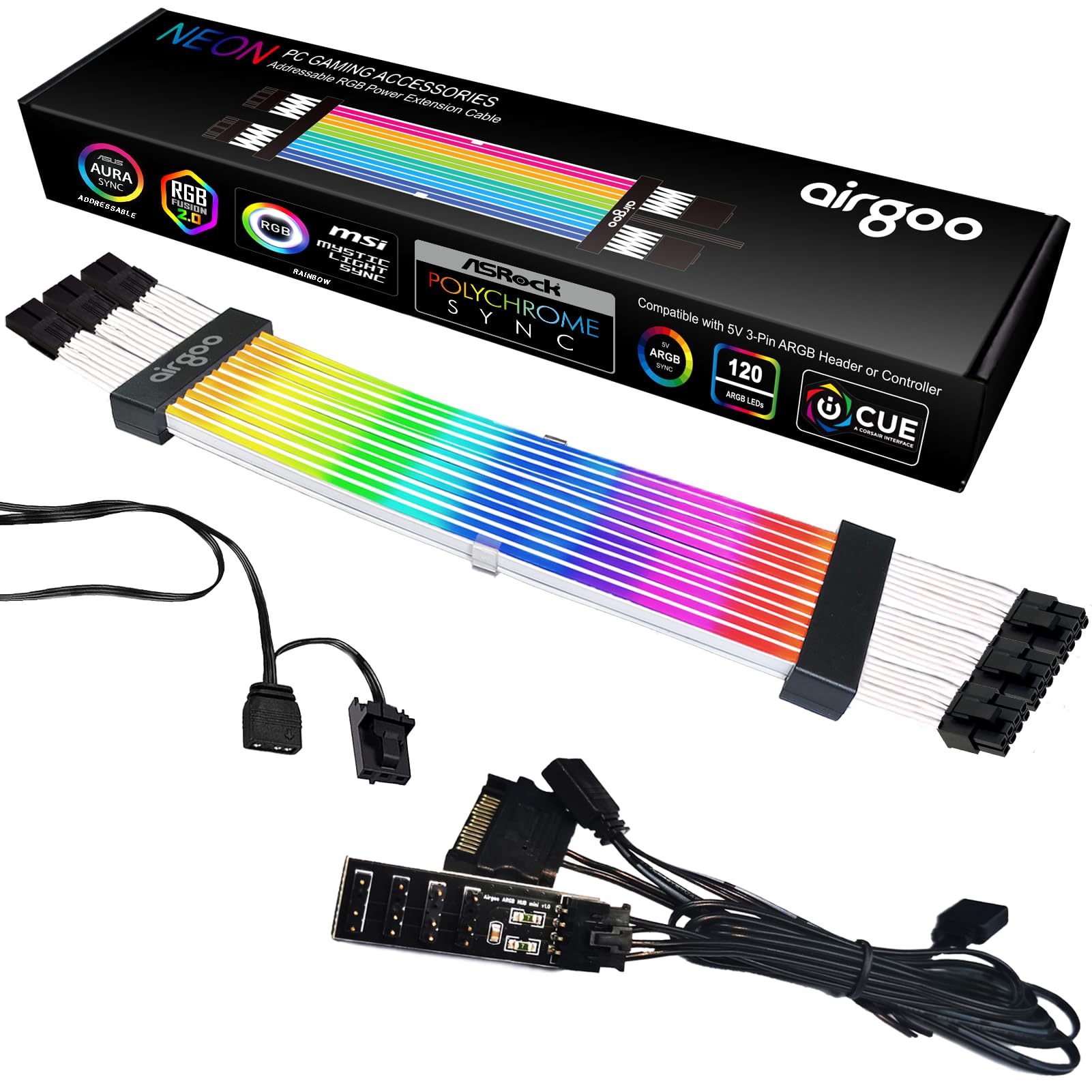 Snapklik.com : Airgoo Addressable RGB Power Extension Cable, 8.07 X 1. ...
