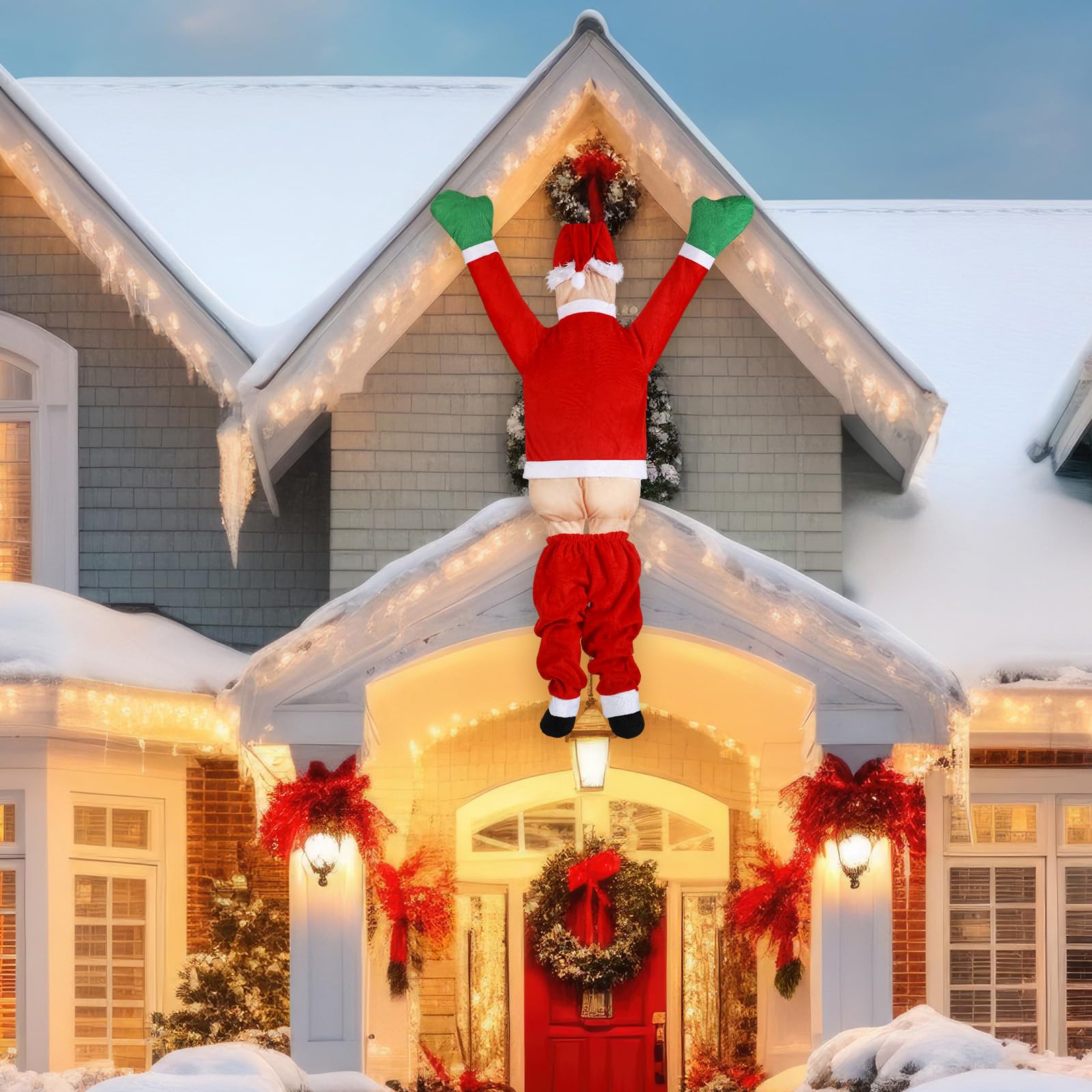 Amazon.com: Large Christmas Hanging Santa Claus Outdoor Decoration ...