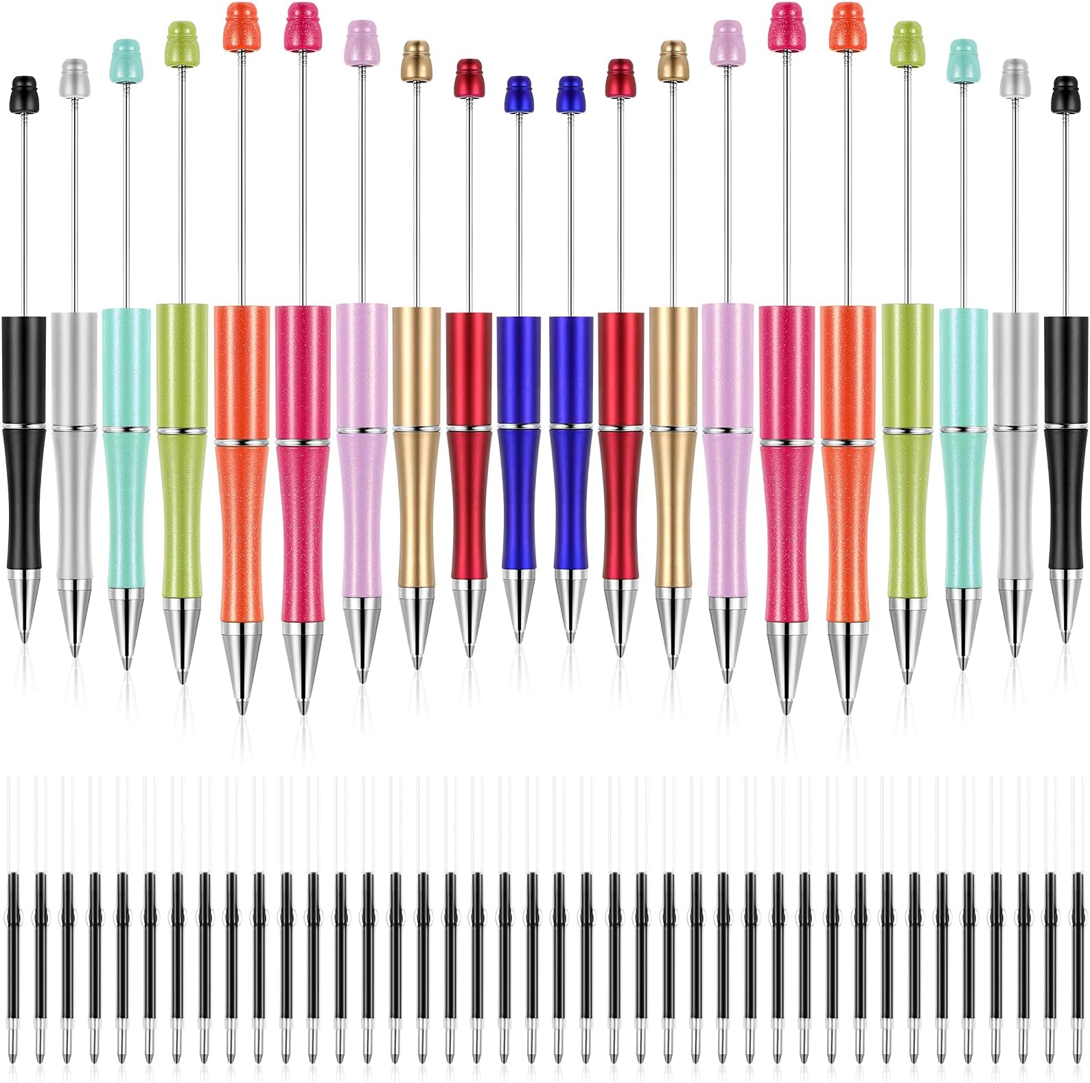 Amazon.com : 120PCS Beadable Pens Kit- 60PCS Beadable Pens Bulk 10 ...