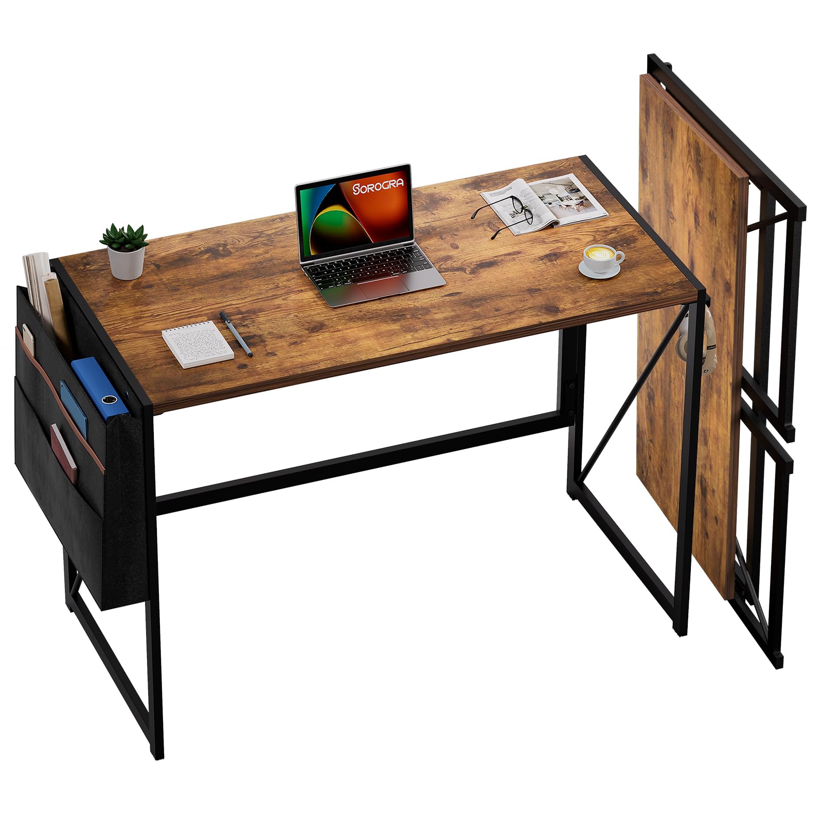 Amazon.com: SOROGRA Small Folding Desk, 39.4 Inch Spaces Saving ...
