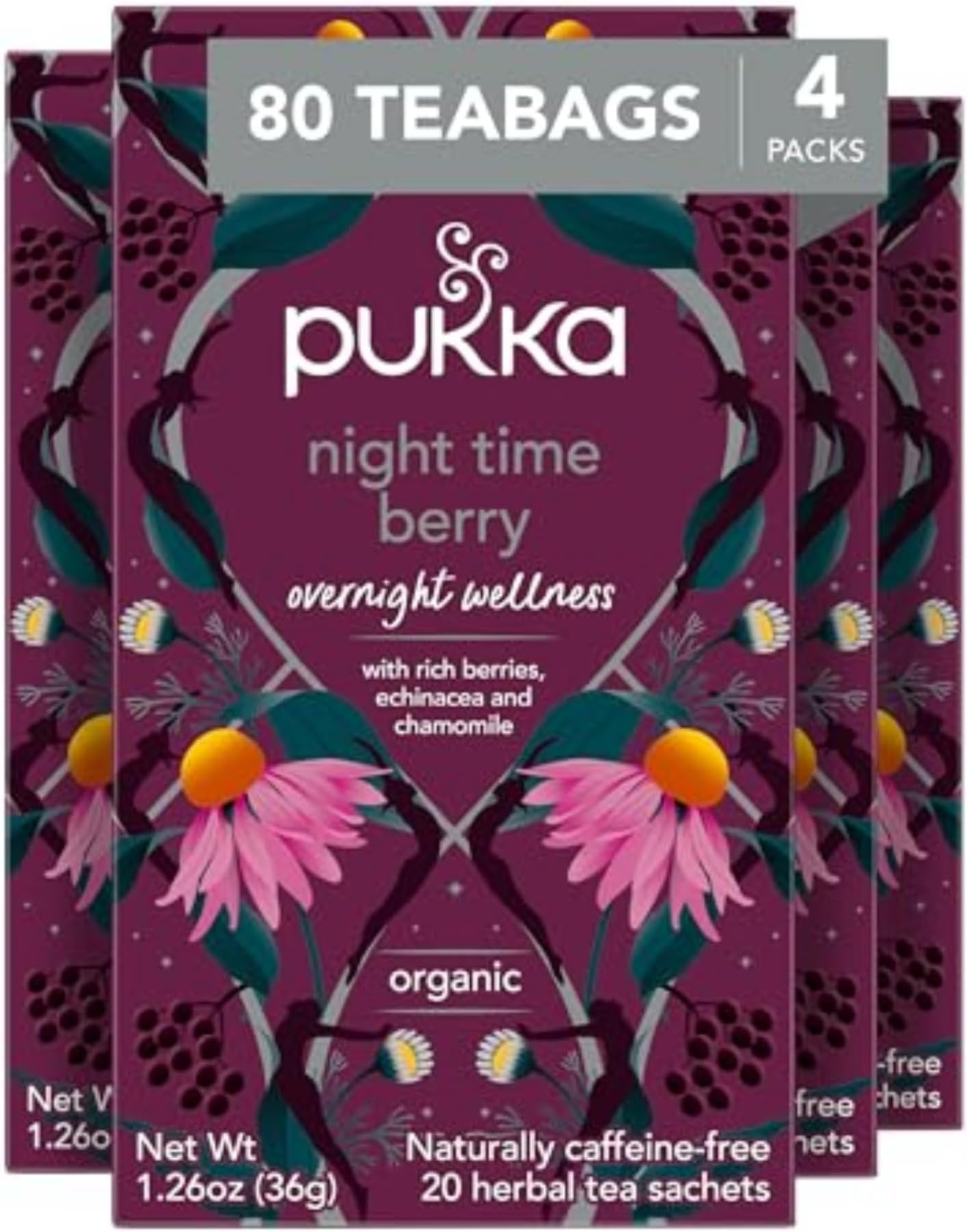 Amazon.com: Pukka Night Time Berry Organic Herbal Tea, Soothing ...