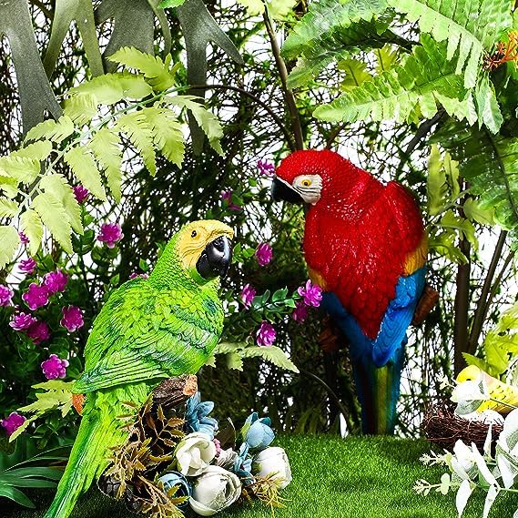 Buy The Decorshed Large Realistic Parrot Statues for Outside Red Green ...