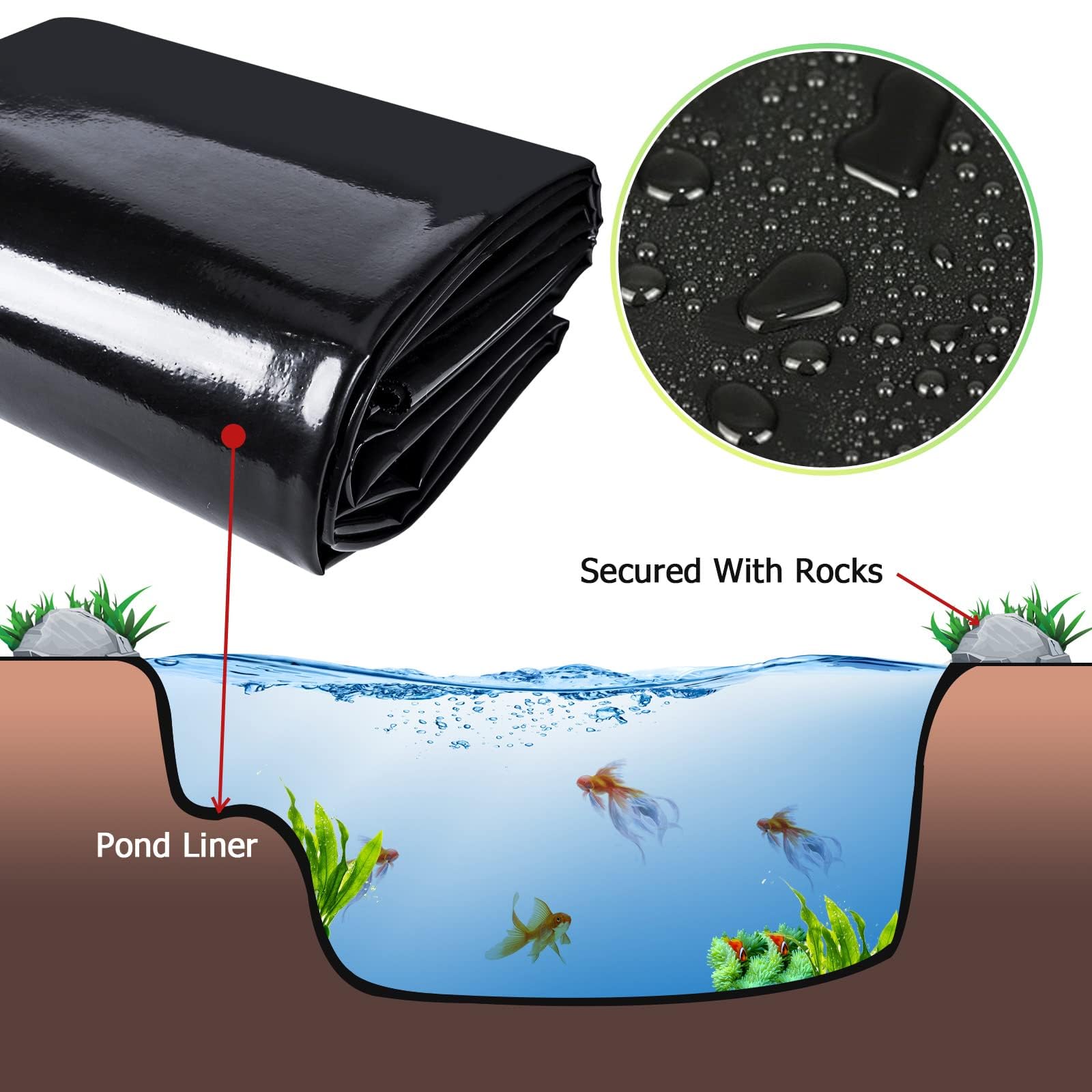 Snapklik.com : 20 FT X 30 FT Pond Liner, 20 Mil HDPE Pond Liner, Sun ...