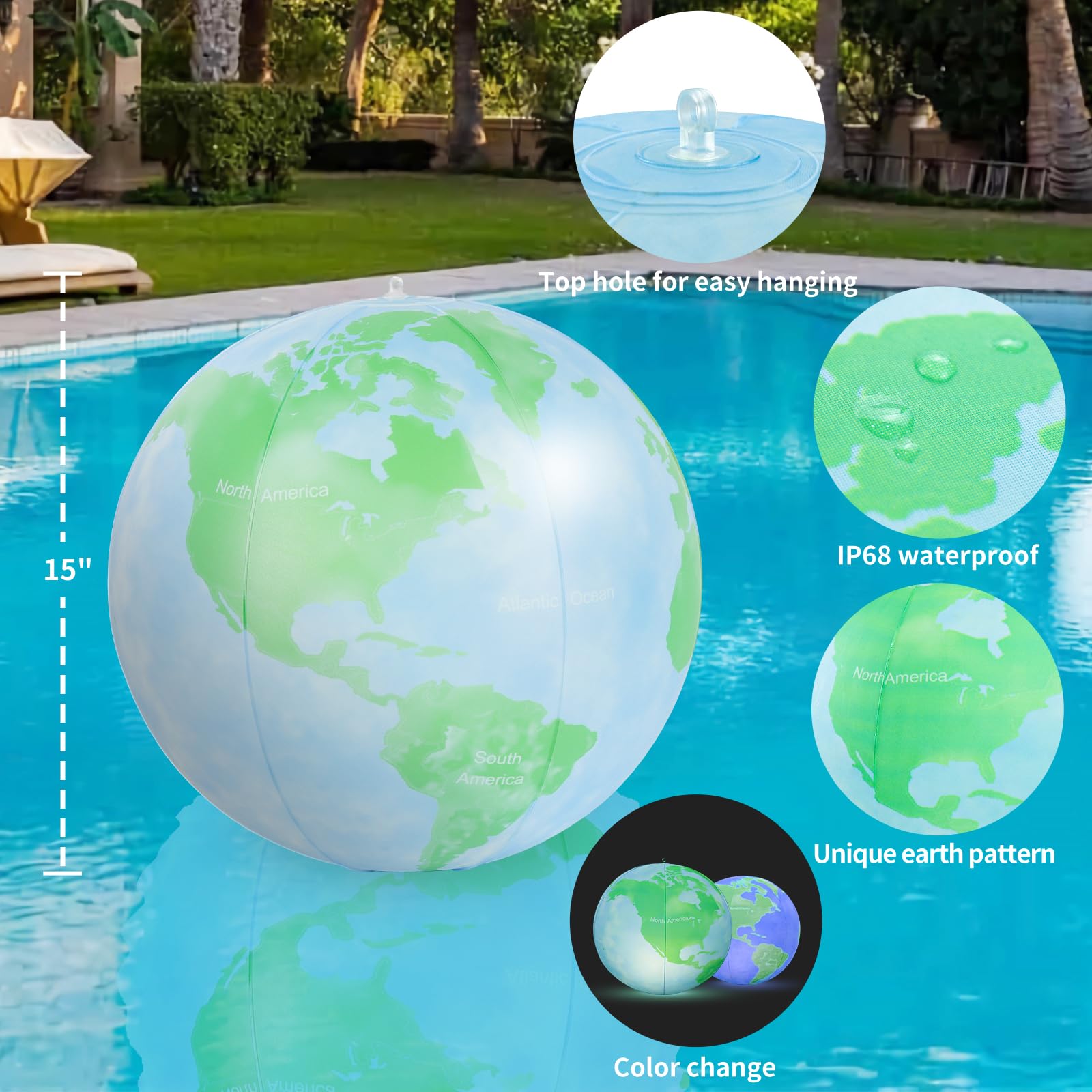 Snapklik.com : Floating Pool Lights,Solar Powered Earth Pool Lights ...