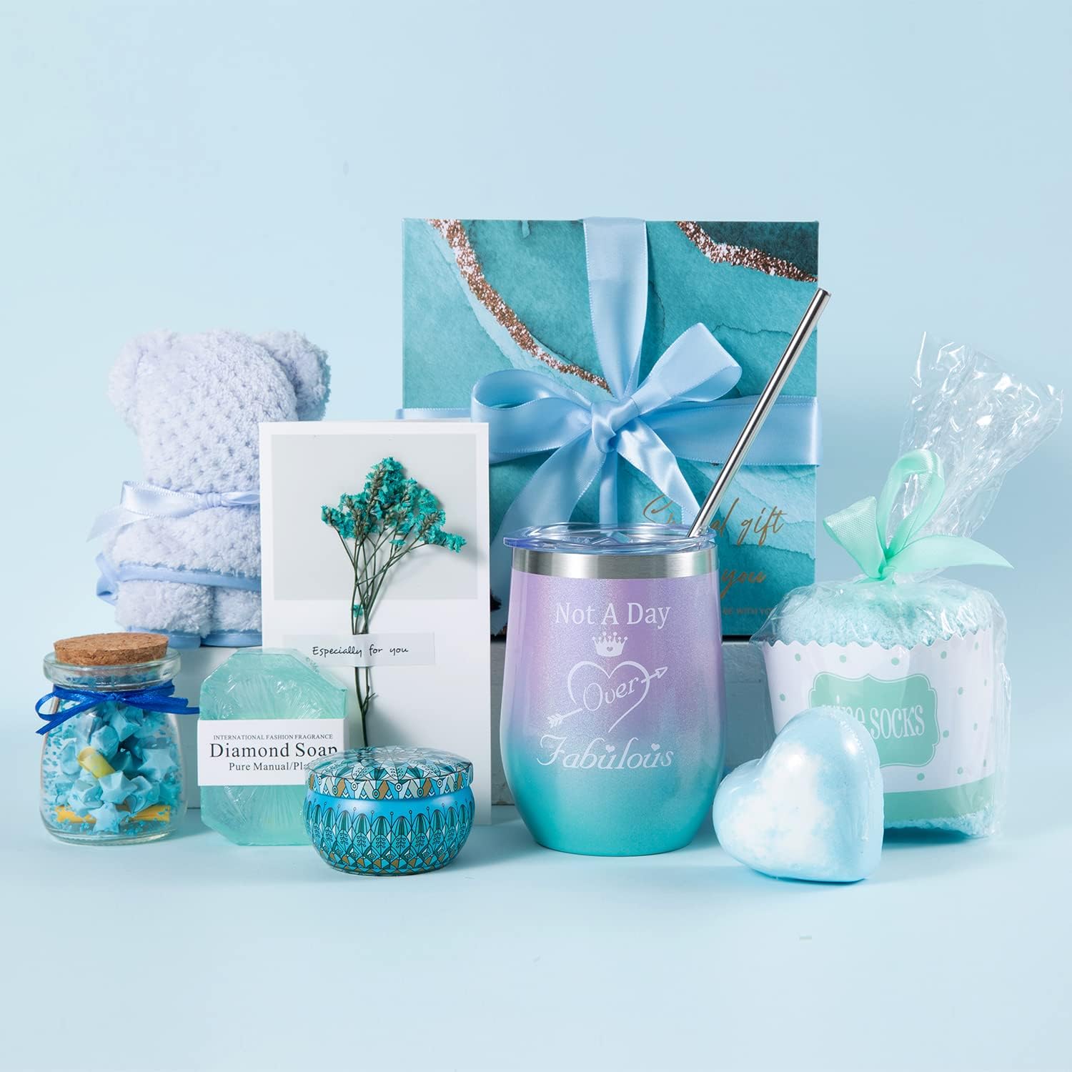 Amazon.com | Birthday Gifts for Women,Blue Relaxing Spa Gift Set,Unique ...