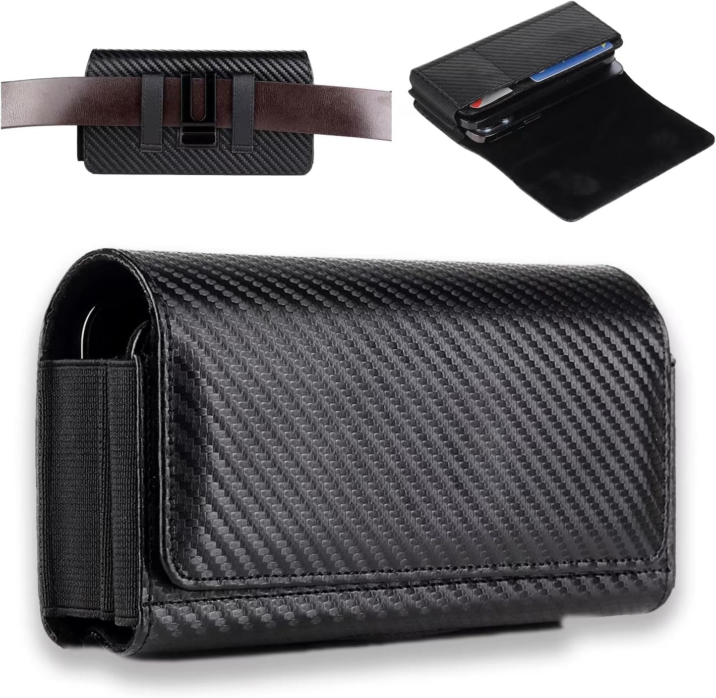 Dual Phone Holster Leather Cell Phone case with Belt Clip,Card Holder ...