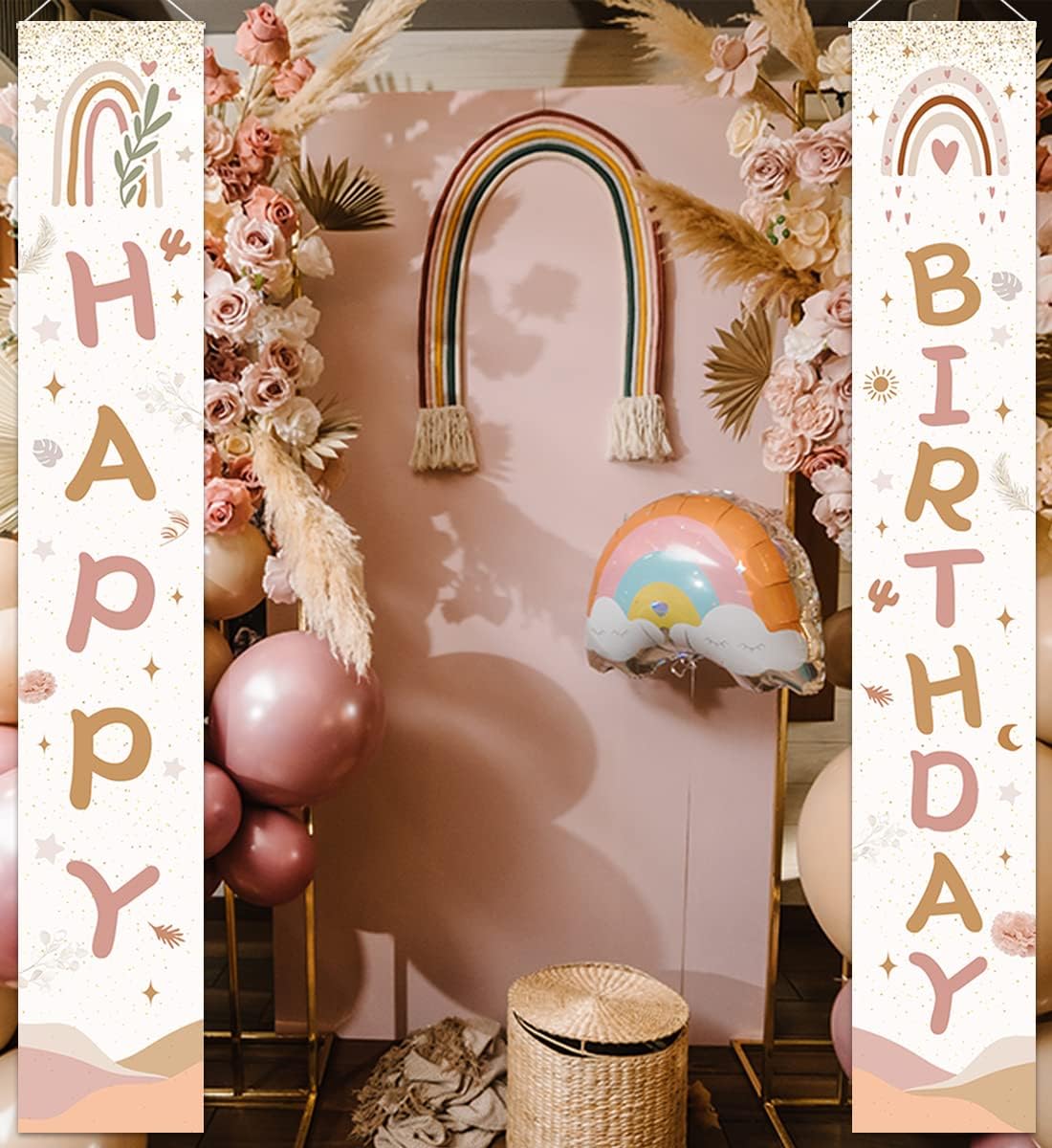 Amazon.com: Boho Rainbow Birthday Decorations-Happy Birthday Porch Sign ...
