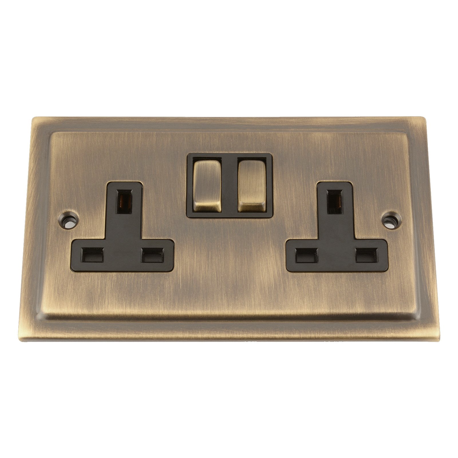 A5 Victorian Antique Brass Double Socket 2 Gang 13 Amp : Amazon.co.uk ...