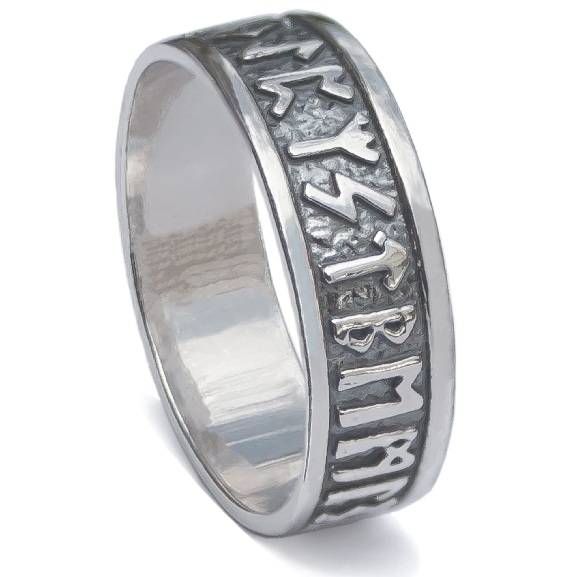 Buy Viking Rune Band Ring Sterling Silver 925 Elder Futhark Nordic ...