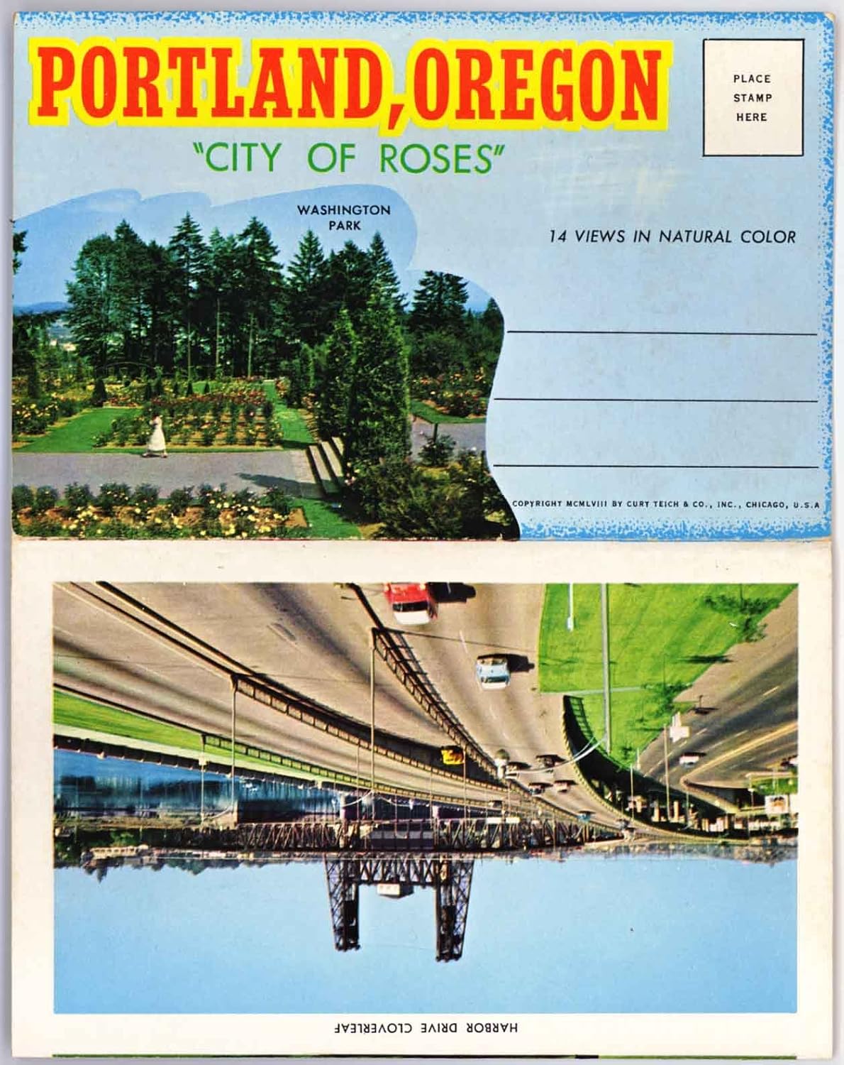 Portland "City Of Roses" (Oregon) (1950's Souvenir Postcard Folder) #D ...
