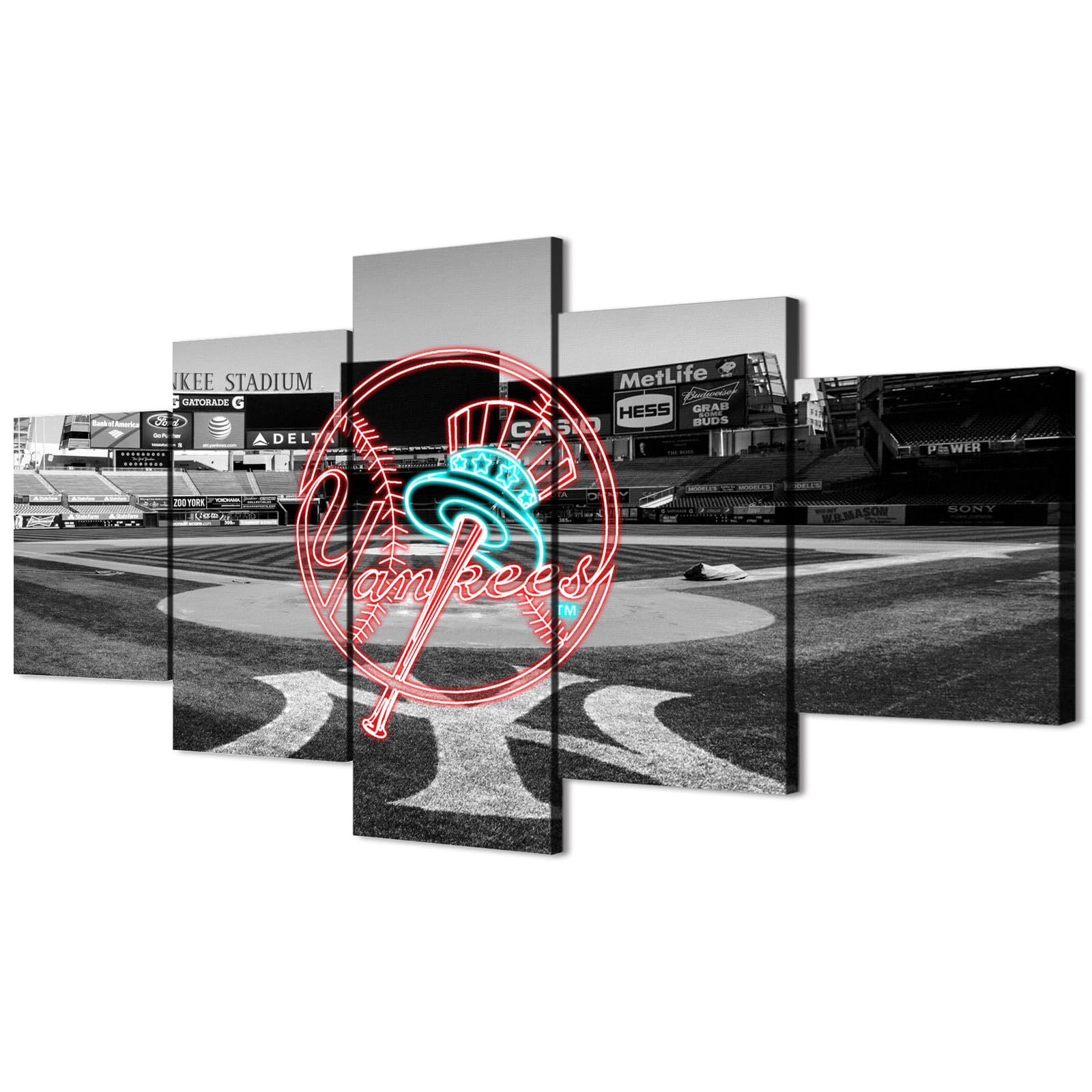 Amazon.com: Baseball Original Poster Canvas Print (60X100CM/5PCS-FRAMED ...