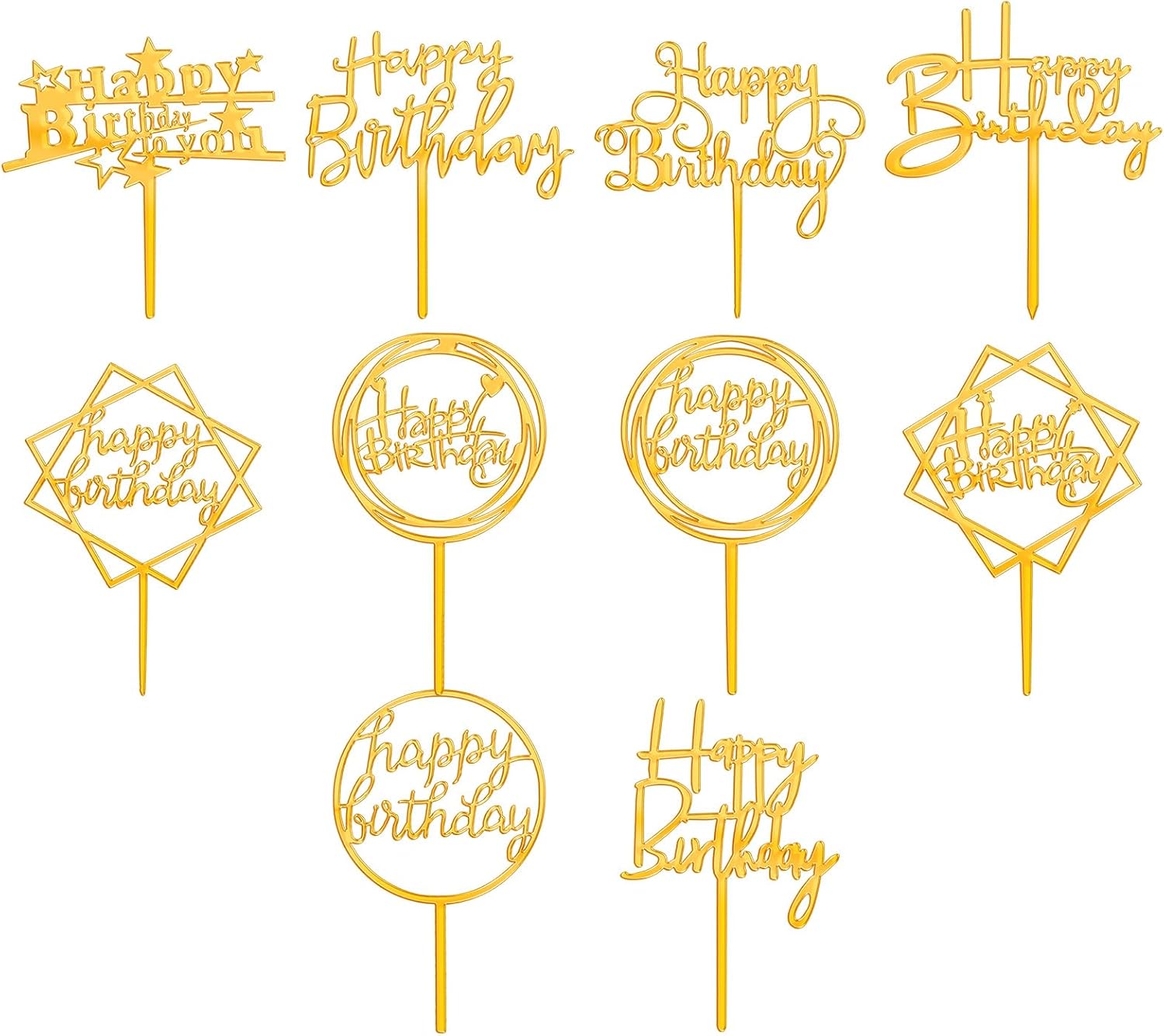 10 Pcs Happy Birthday Cake Toppers Acrylic Birthday Toppers for Cakes ...