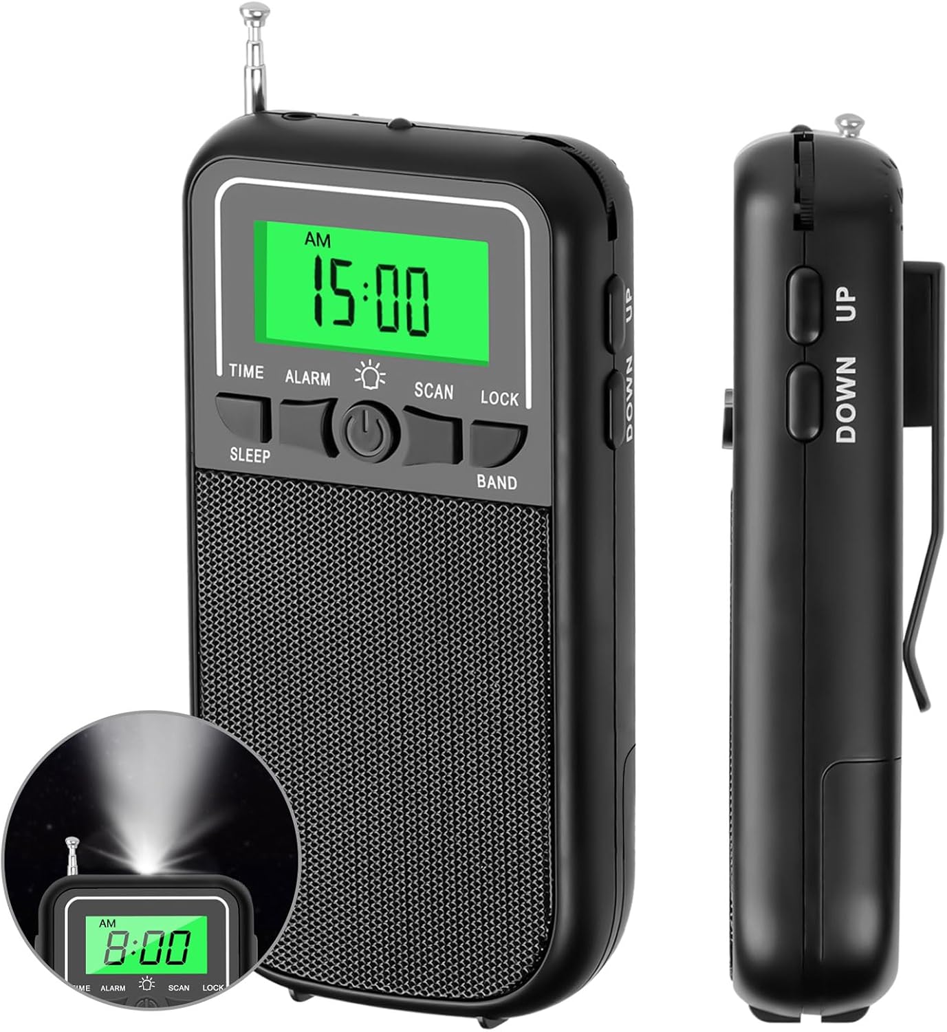 Portable Radio AM FM SW, Transistor Radio with LED Flashlight, 2AA ...