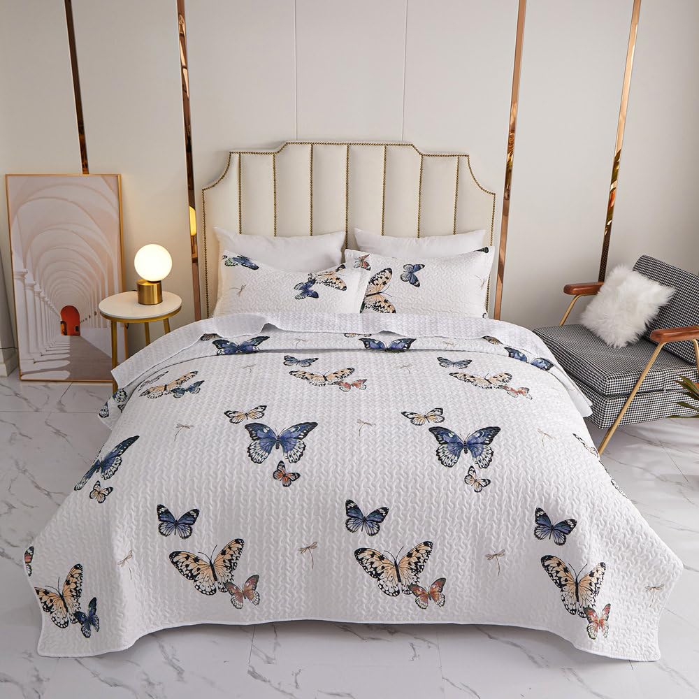 Amazon.com: Kindred Home Butterfly Printed Quilt Sets King-Size - Soft ...