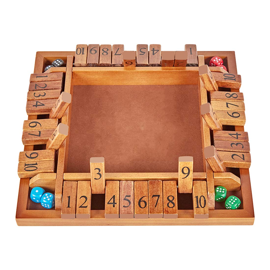 Snapklik.com : ApudArmis 4-Way Shut The Box, Large Wooden Board Game Set